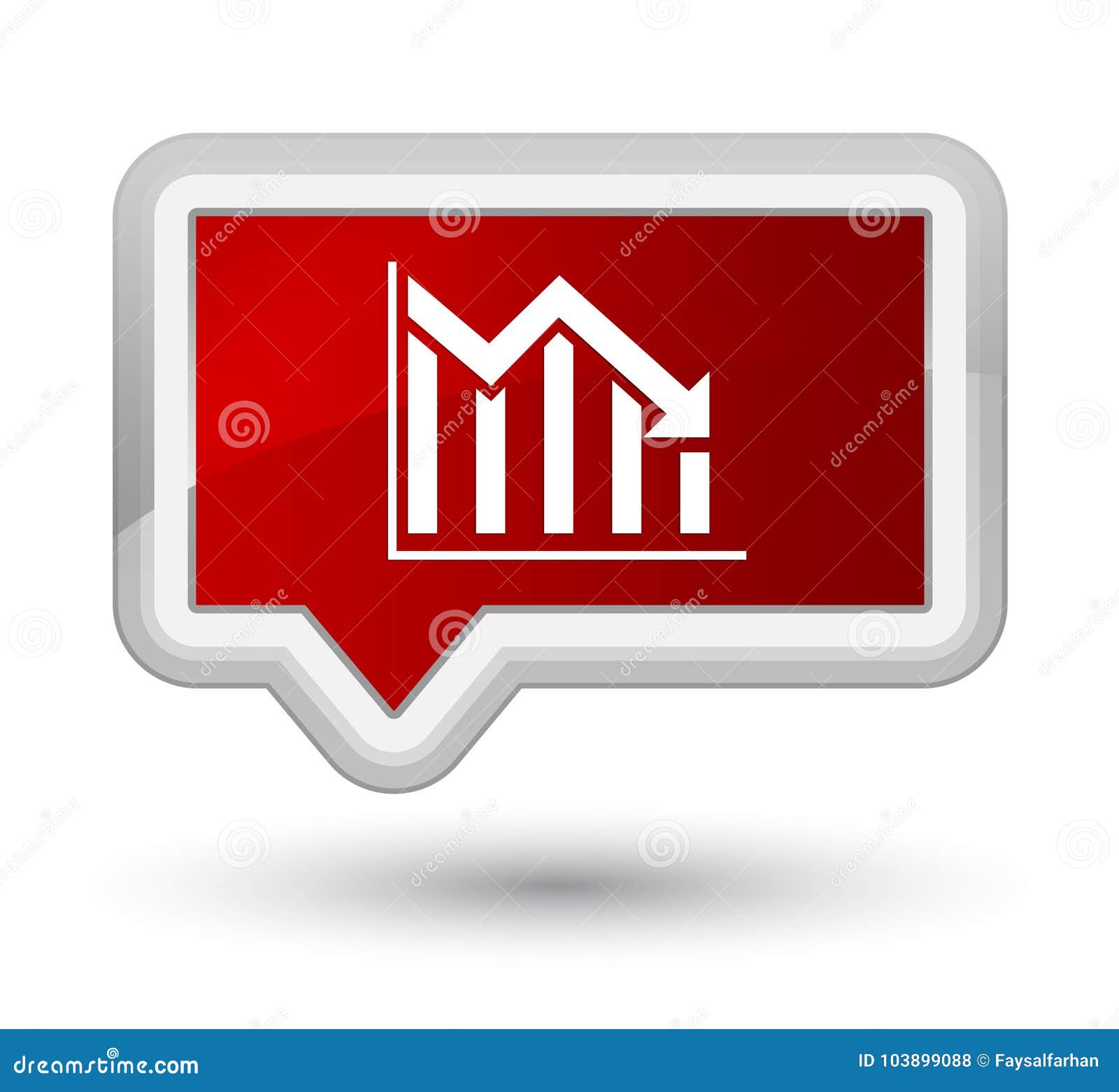 Statistics Down Icon Prime Red Banner Button Stock Illustration ...