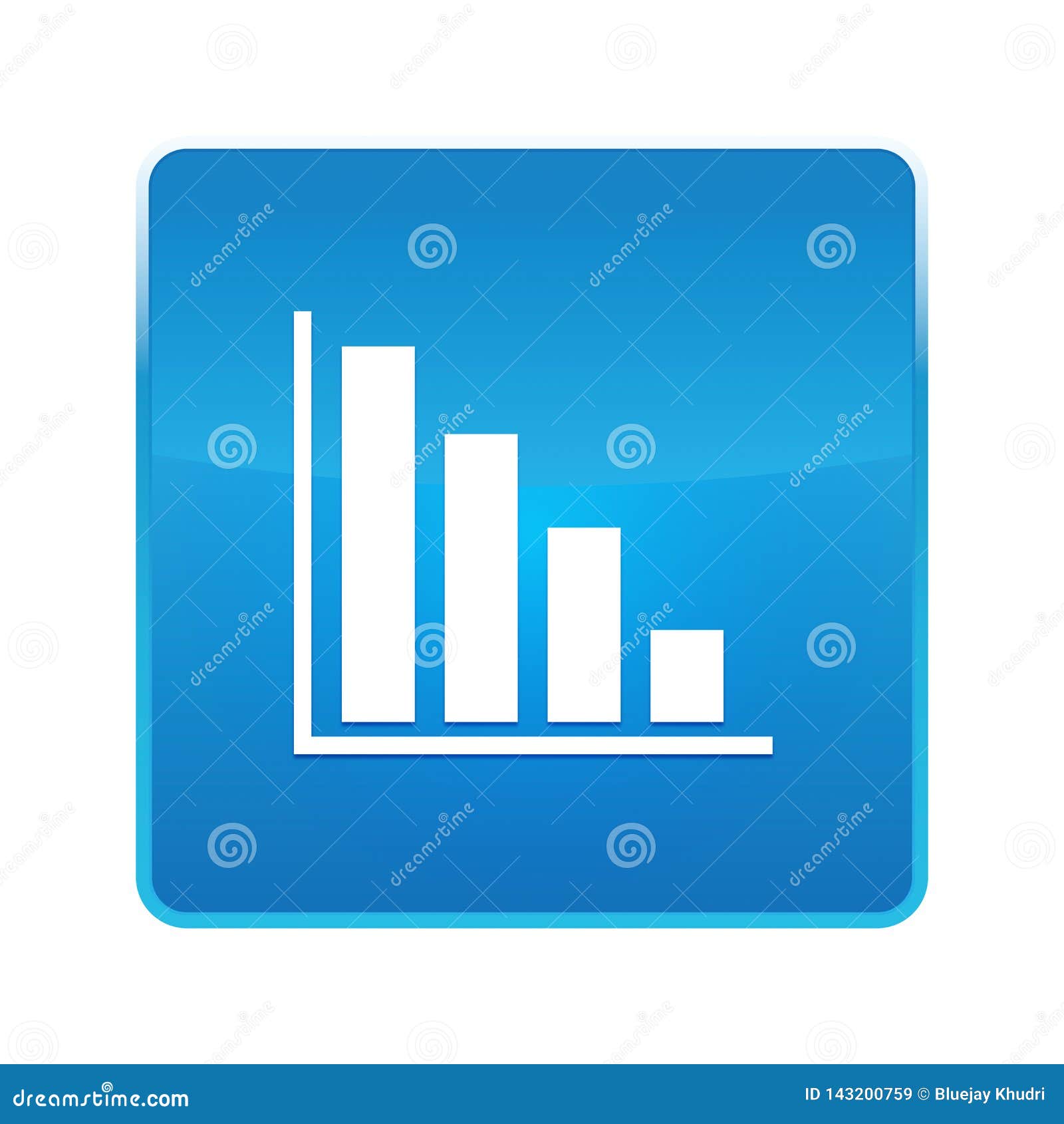 Statistics Down Icon Shiny Blue Square Button Stock Illustration ...