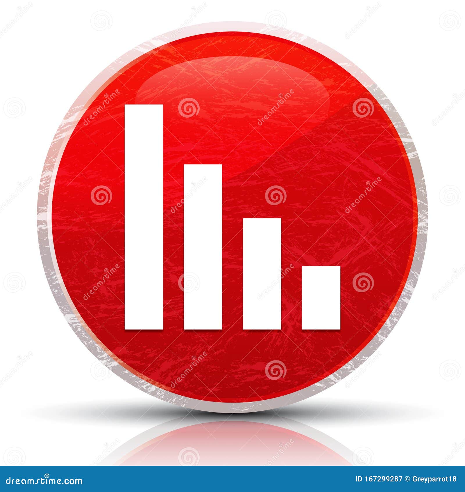 Statistics Down Icon Metallic Grunge Abstract Red Round Button ...