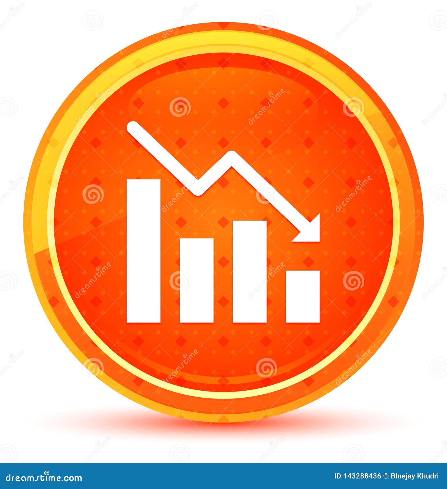 Statistics Down Icon Natural Orange Round Button Stock Illustration ...
