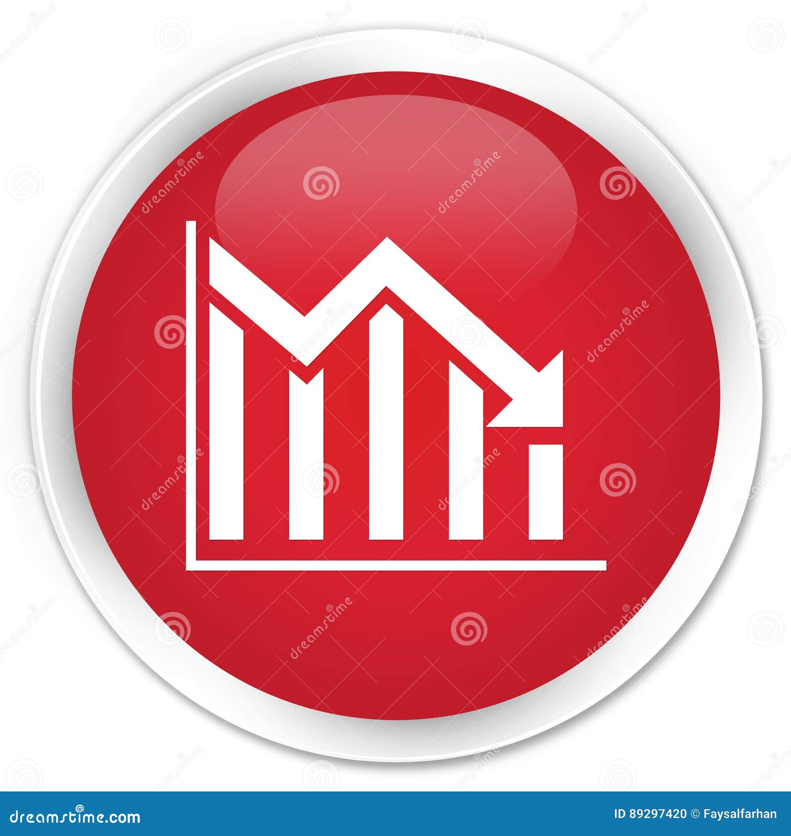 Statistics Down Icon Premium Red Round Button Stock Illustration ...