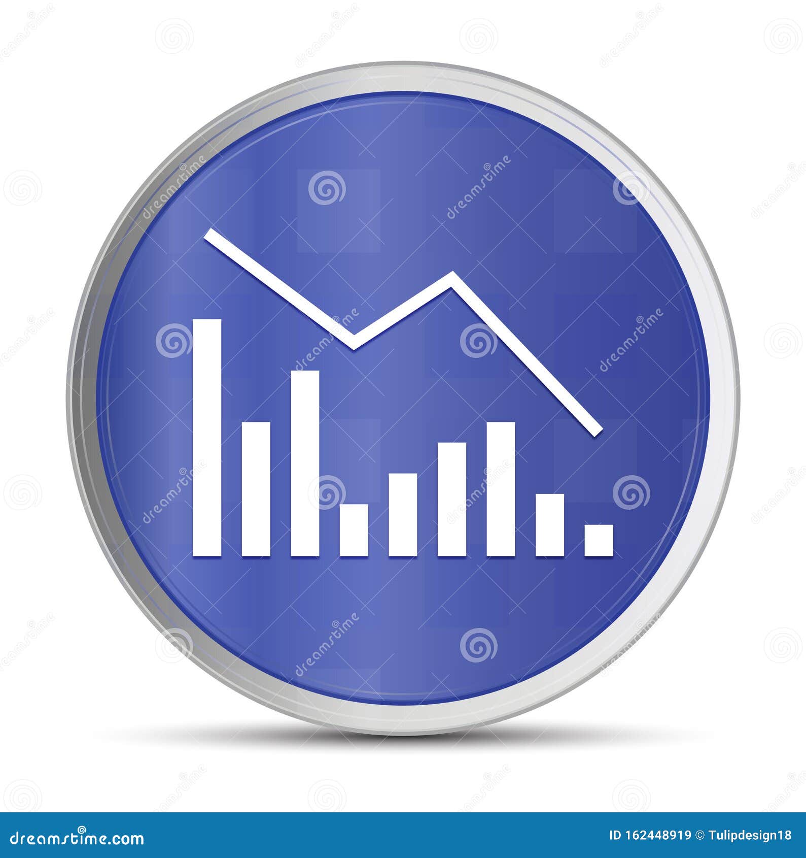 Statistics Down Icon Prime Blue Round Button Vector Illustration Design ...