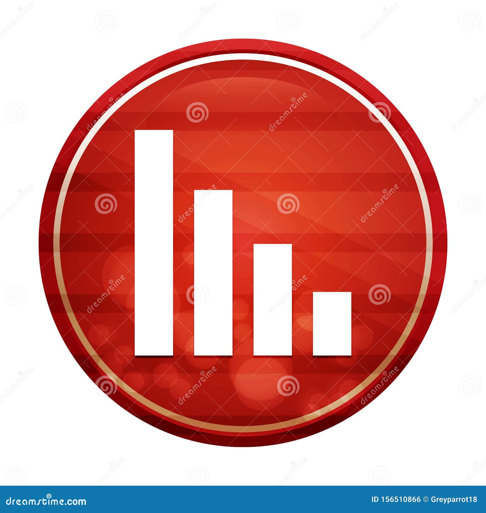 Statistics Down Icon Realistic Diagonal Motion Red Round Button ...