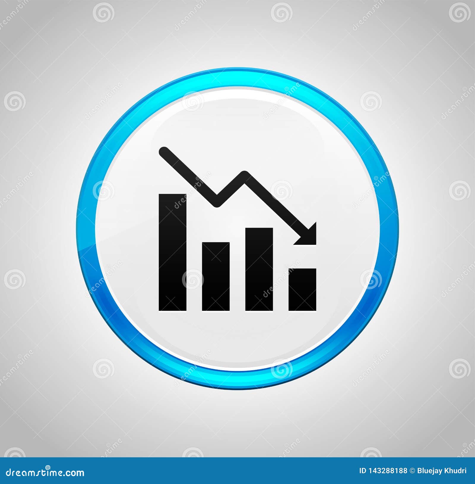 Statistics Down Icon Round Blue Push Button Stock Illustration ...