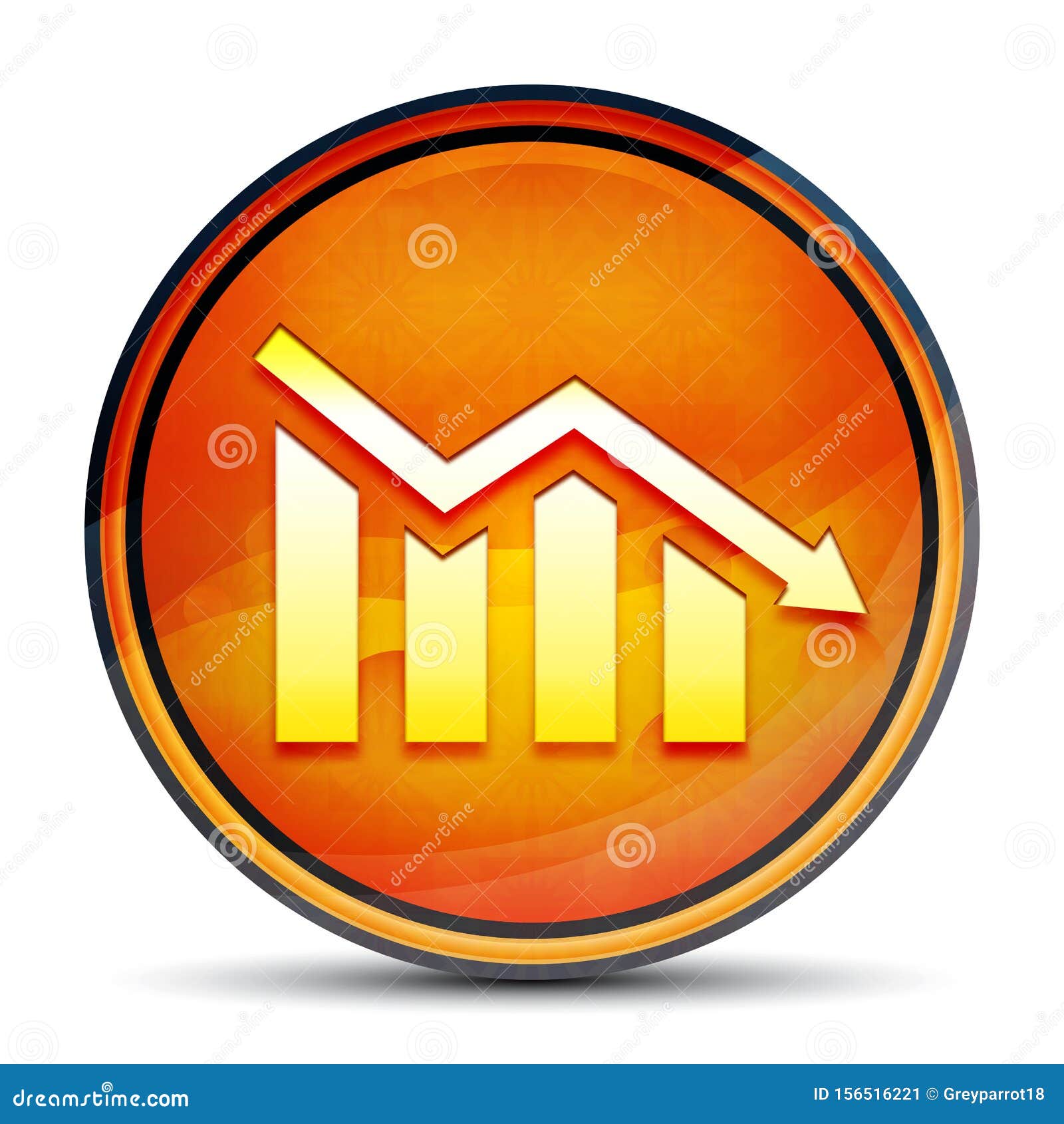Statistics Down Icon Shiny Bright Orange Round Button Illustration ...