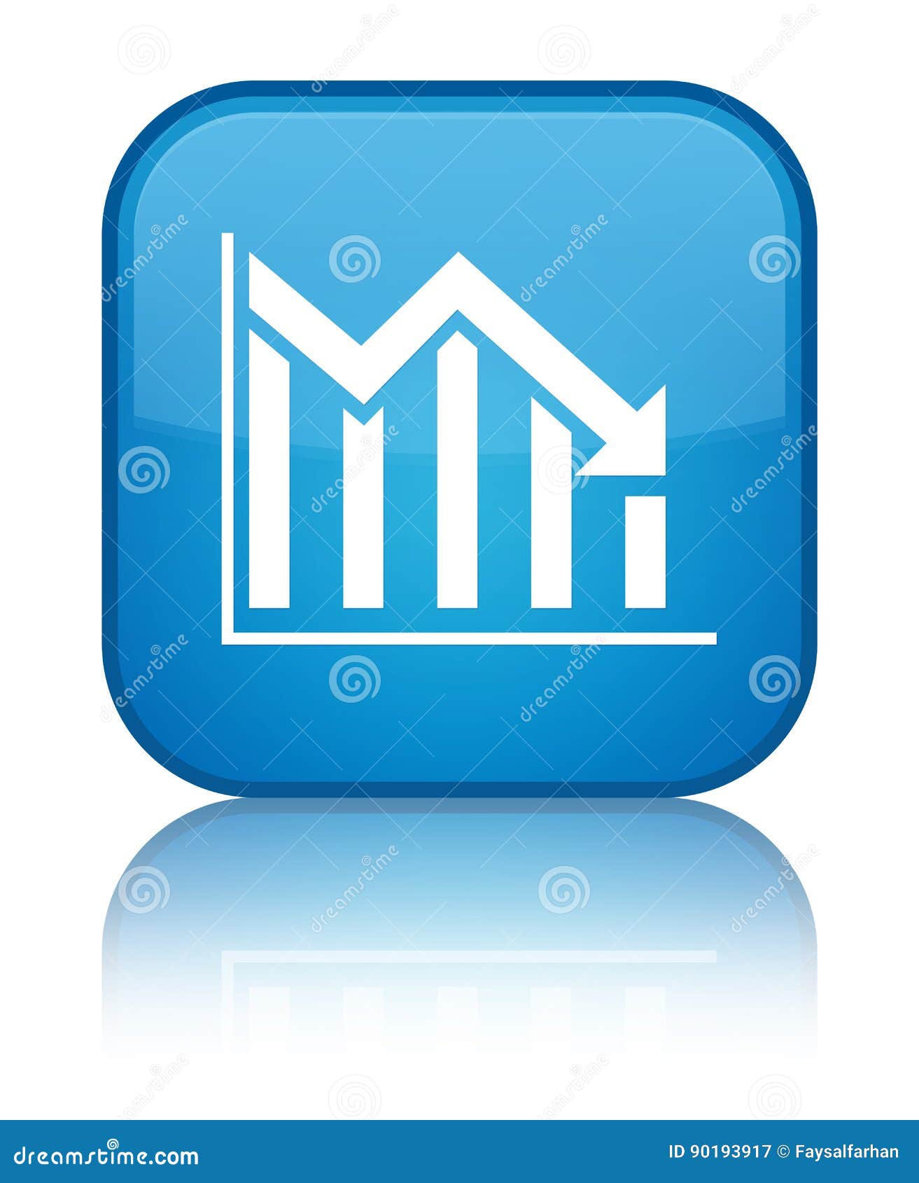 Statistics Down Icon Special Cyan Blue Square Button Stock Illustration ...