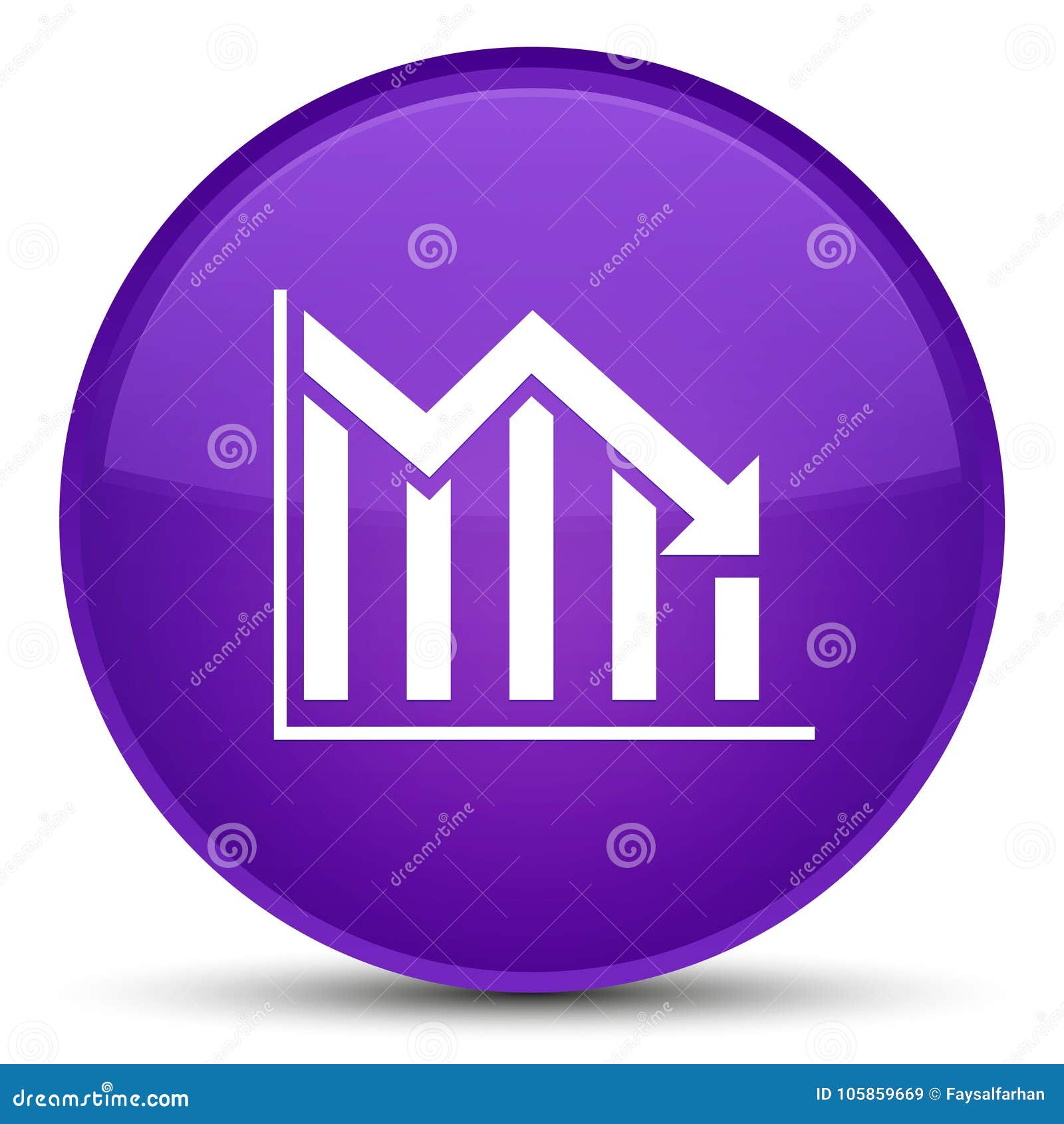 Statistics Down Icon Special Purple Round Button Stock Illustration ...