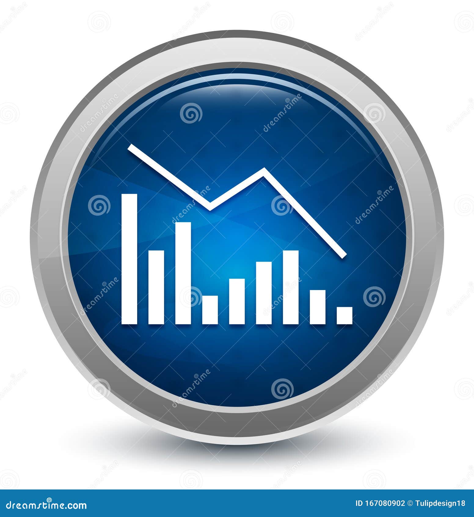 Statistics Down Icon Starburst Shiny Blue Round Button Illustration ...
