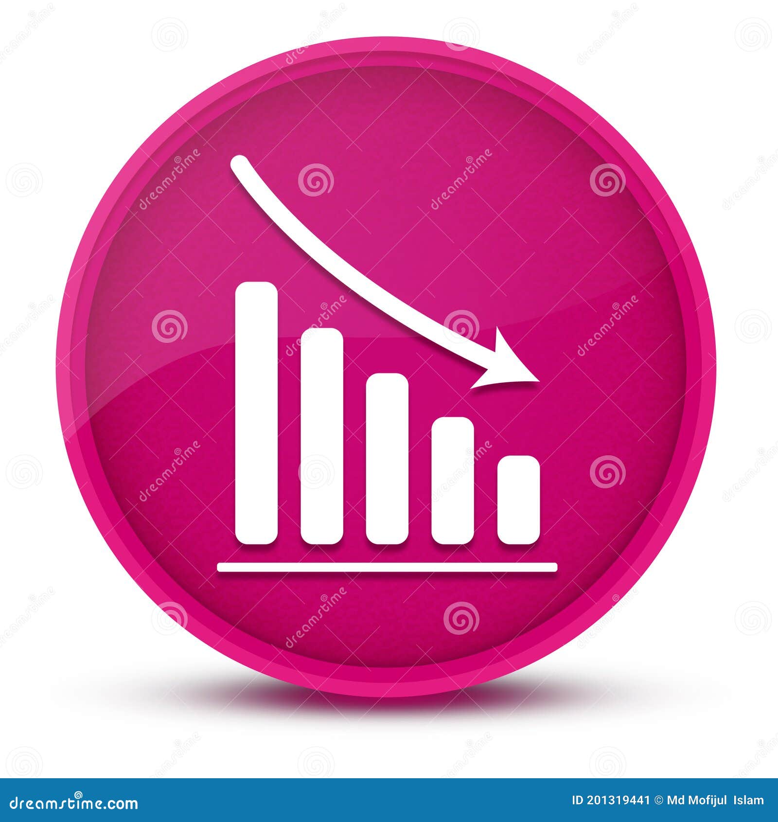 Statistics Down Luxurious Glossy Pink Round Button Abstract Stock ...