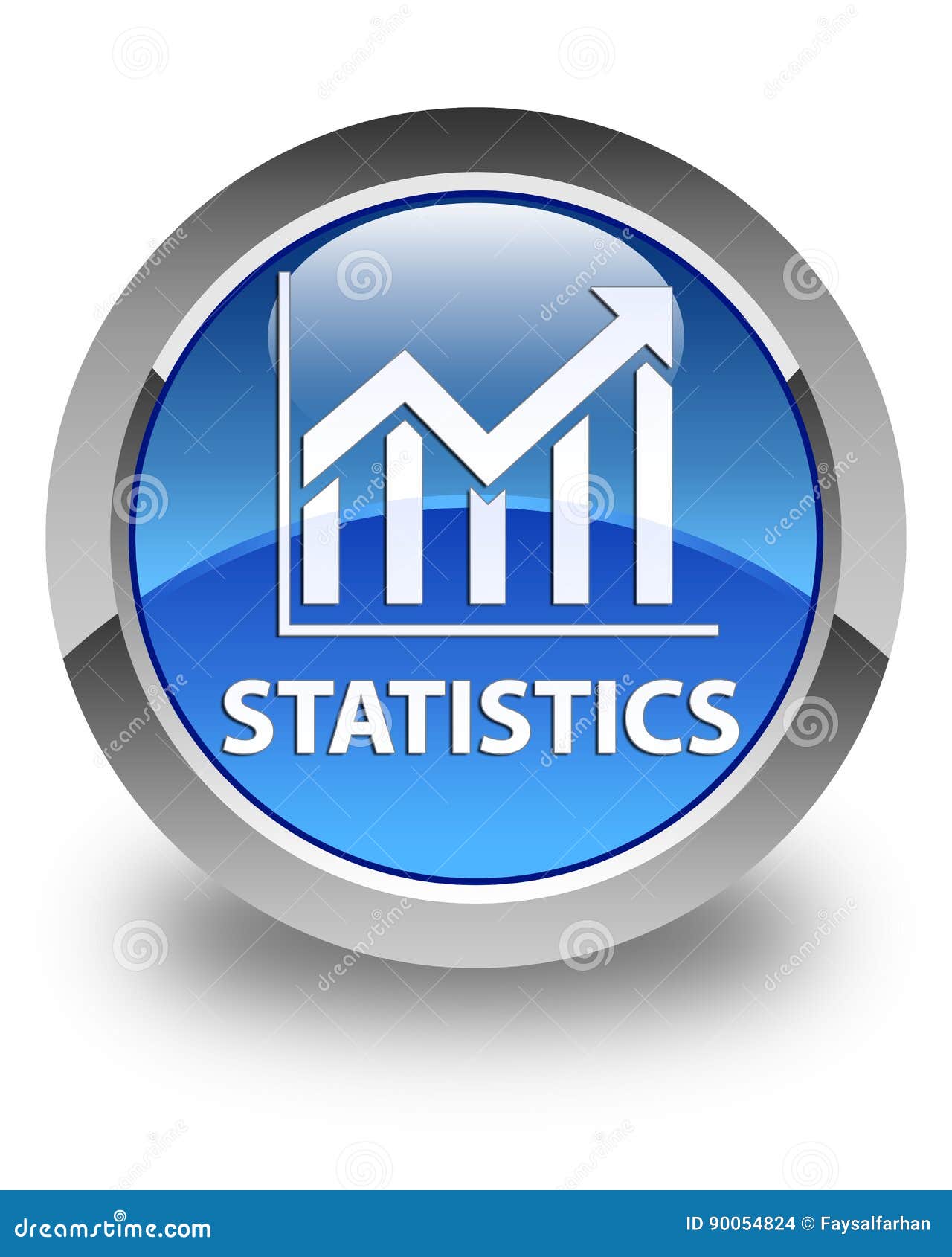 Statistics Glossy Blue Round Button Stock Illustration - Illustration ...