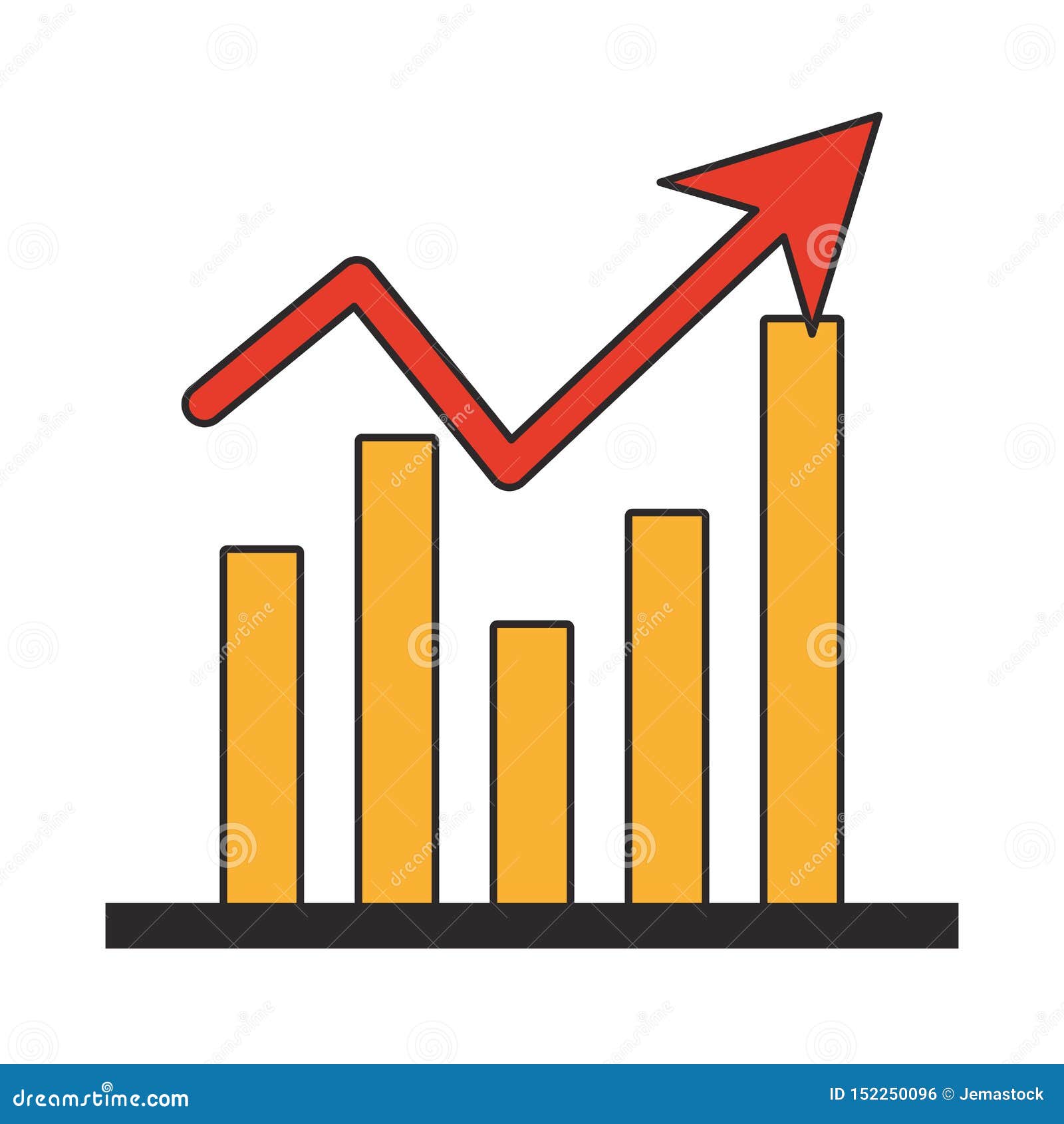 Statistics Graph Growing Business Symbol Stock Vector - Illustration of ...