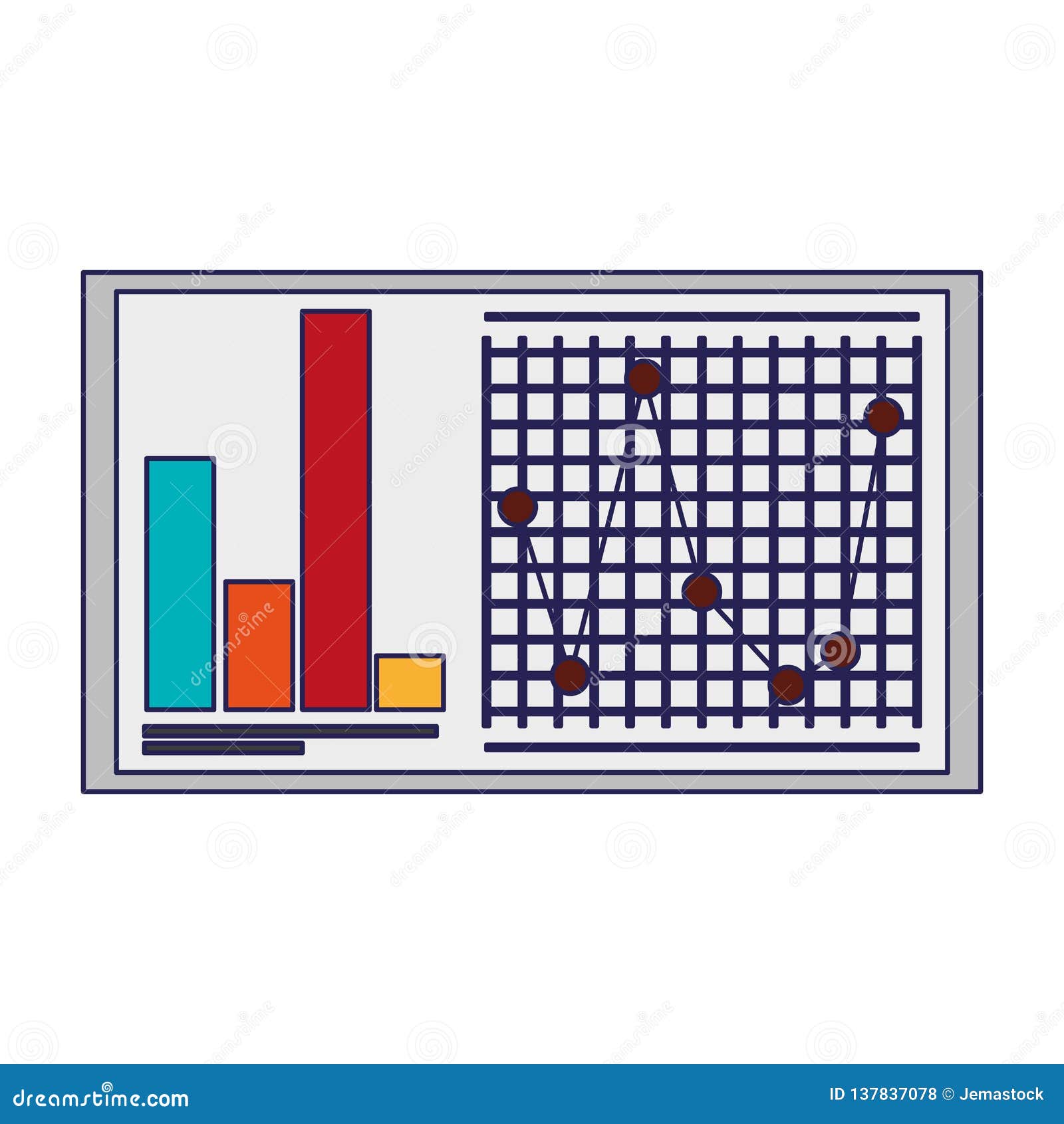 Statistics graph report stock vector. Illustration of graph - 137837078