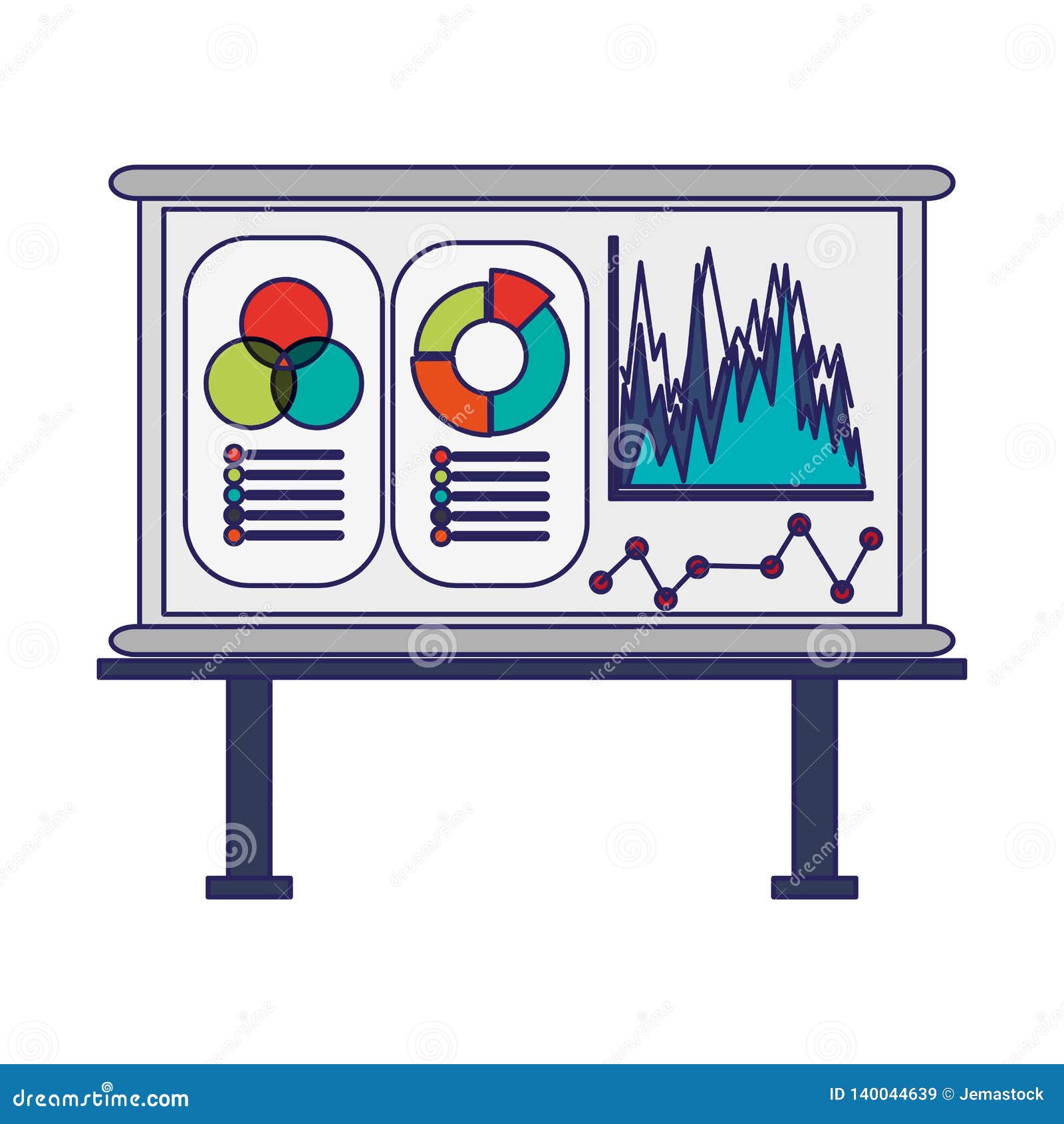 Statistics Graph on Whiteboard Blue Lines Stock Vector - Illustration ...