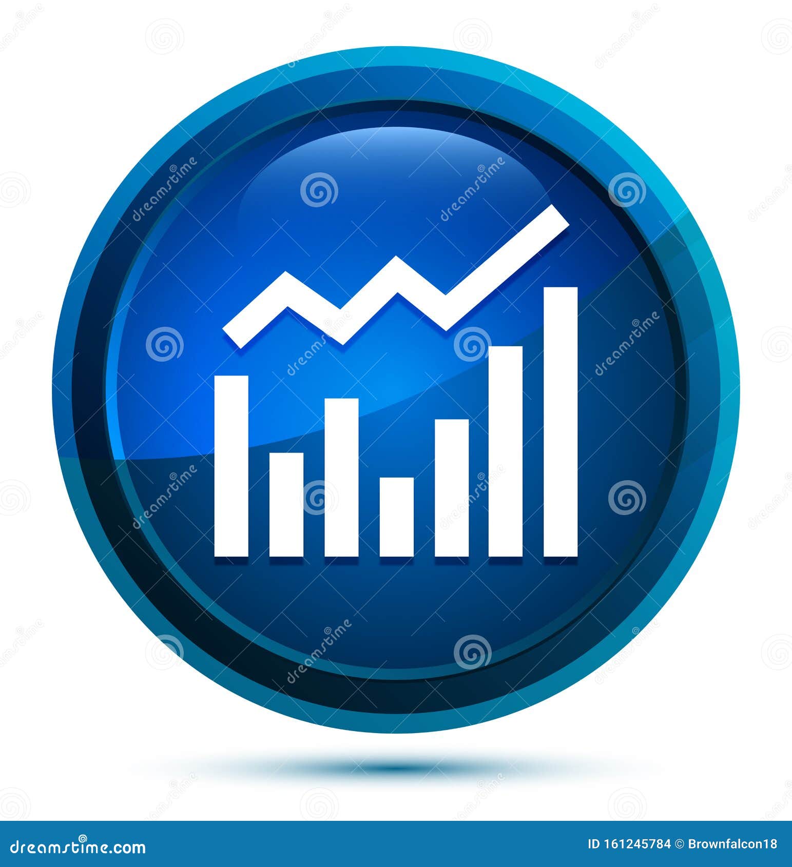 Statistics Icon Elegant Blue Round Button Illustration Stock Vector ...