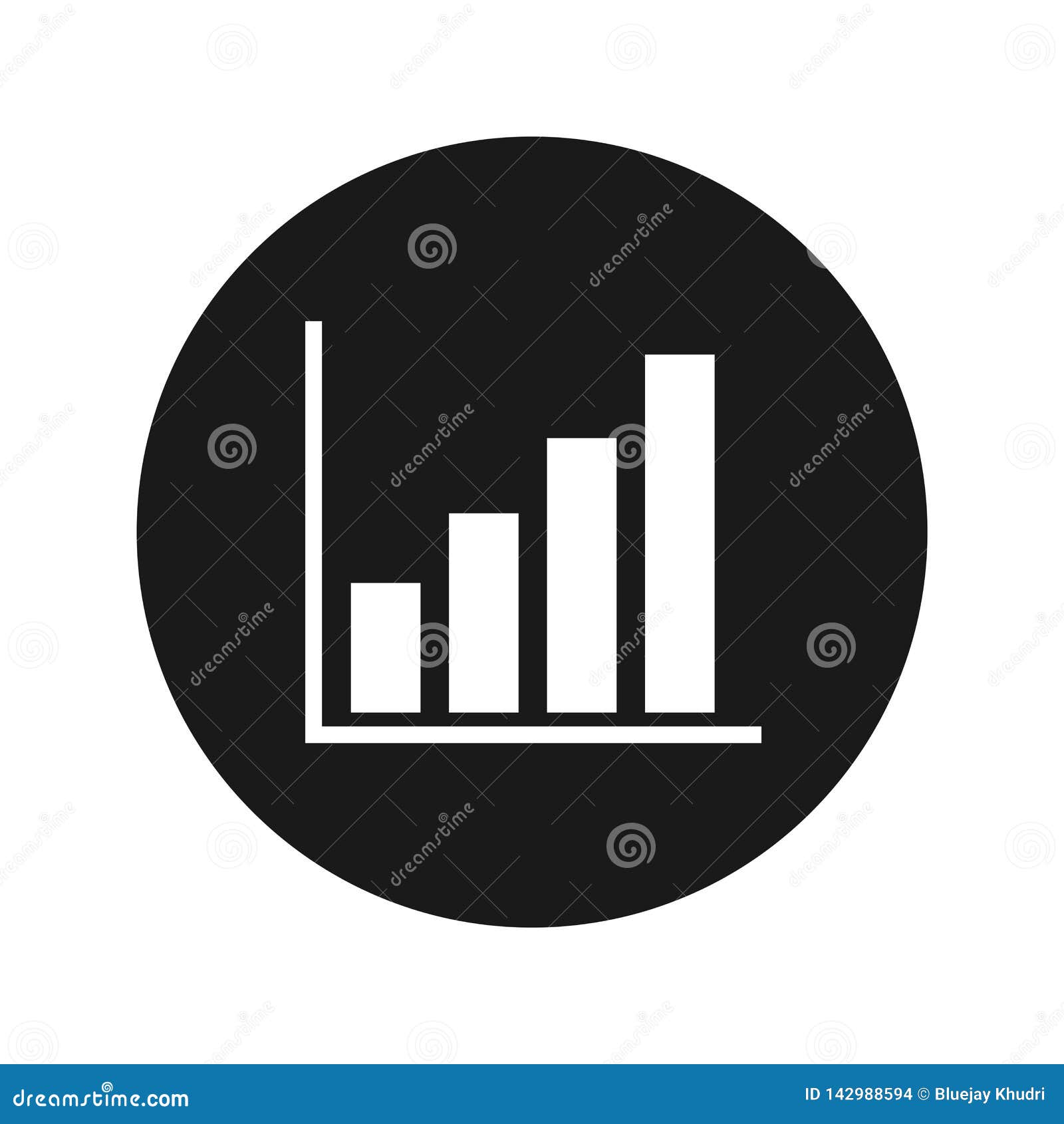 Statistics Icon Flat Black Round Button Vector Illustration Stock ...