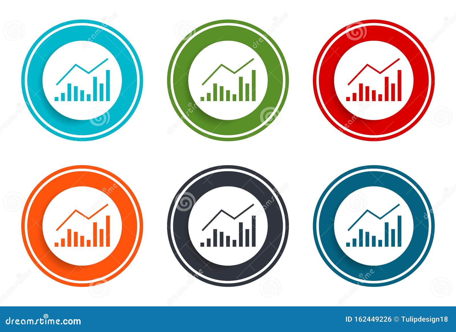 Statistics Icon Flat Vector Illustration Design Round Buttons ...