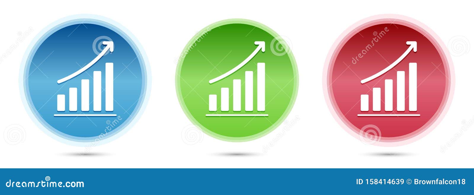 Statistics Icon Glass Round Buttons Set Illustration Stock Vector ...