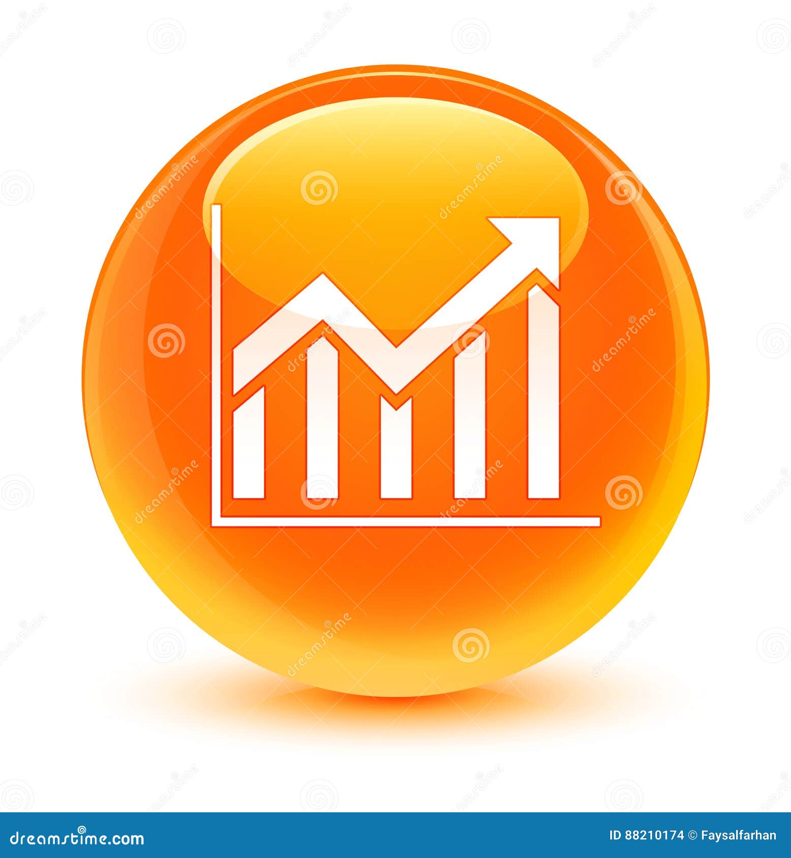 Statistics Icon Glassy Orange Round Button Stock Illustration ...