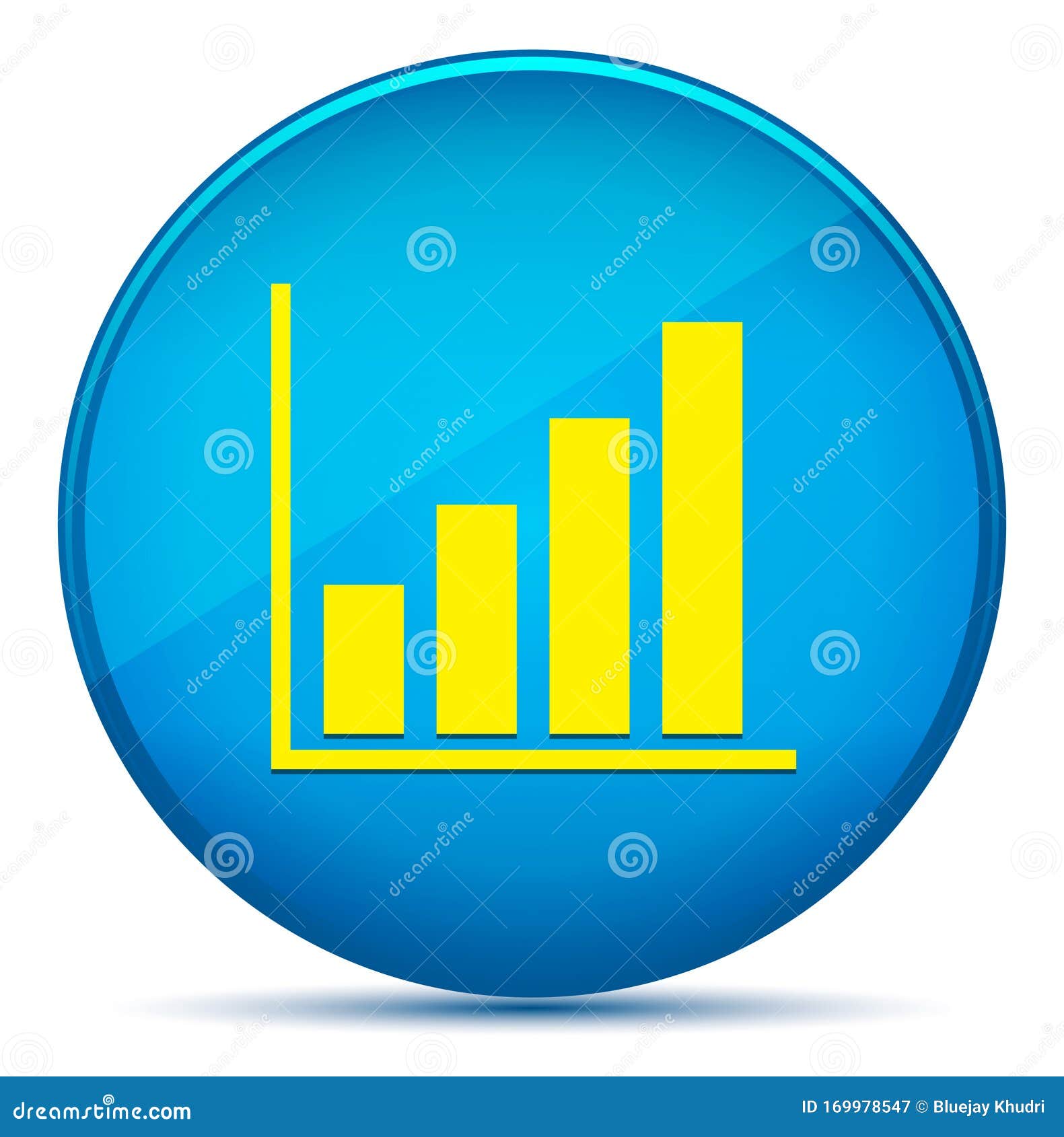 Statistics Icon Modern Flat Cyan Blue Round Button Stock Illustration ...