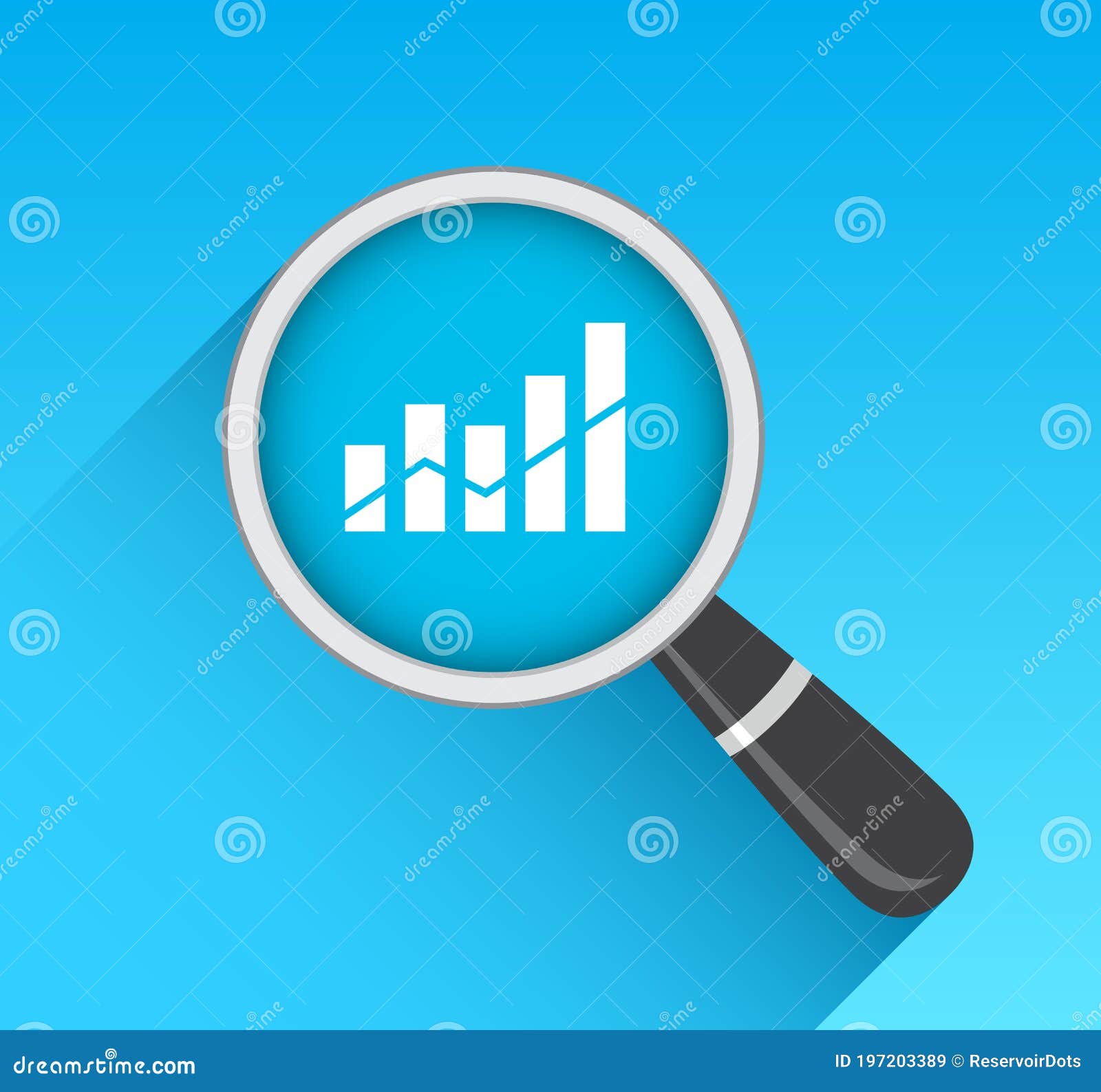Statistics Icon Magnifying Glass Stock Vector - Illustration of ...