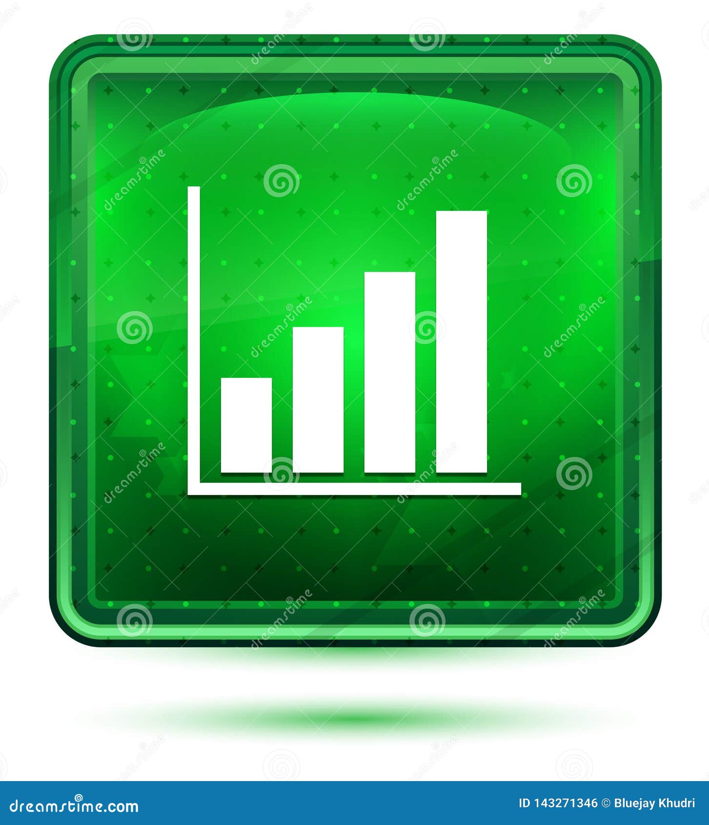 Statistics Icon Neon Light Green Square Button Stock Illustration ...