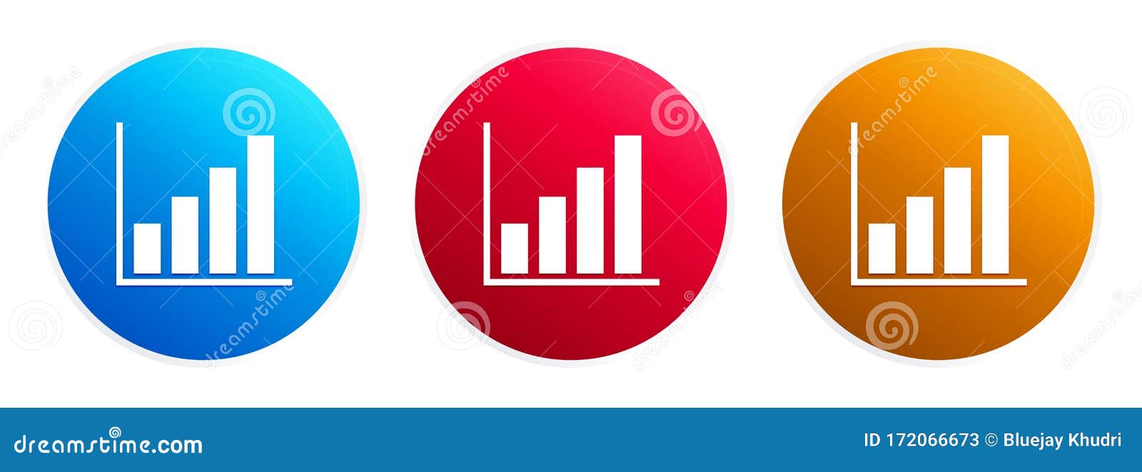 Statistics Icon Premium Trendy Round Button Set Stock Vector ...