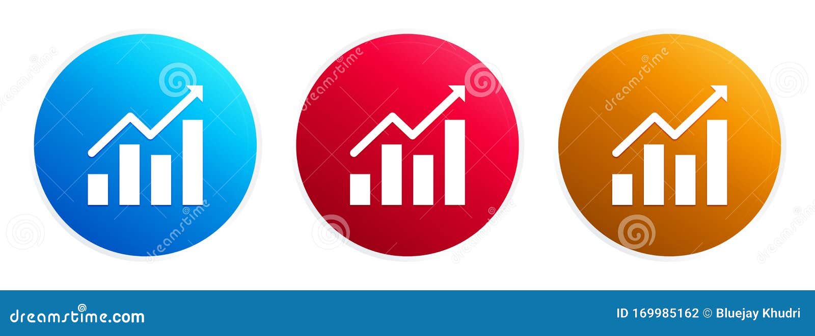 Statistics Icon Premium Trendy Round Button Set Stock Vector ...