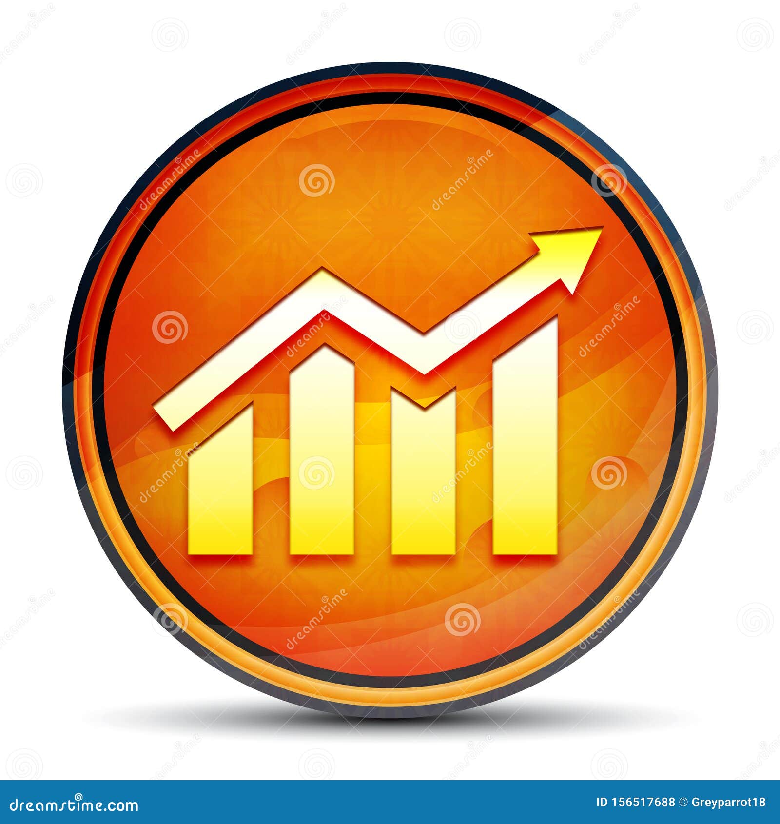 Statistics Icon Shiny Bright Orange Round Button Illustration Stock ...