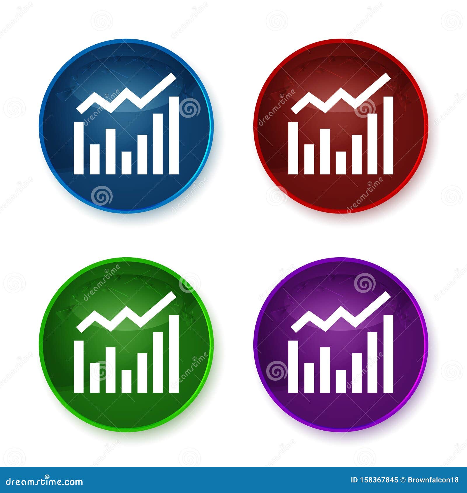 Statistics Icon Shiny Round Buttons Set Illustration Stock Vector ...