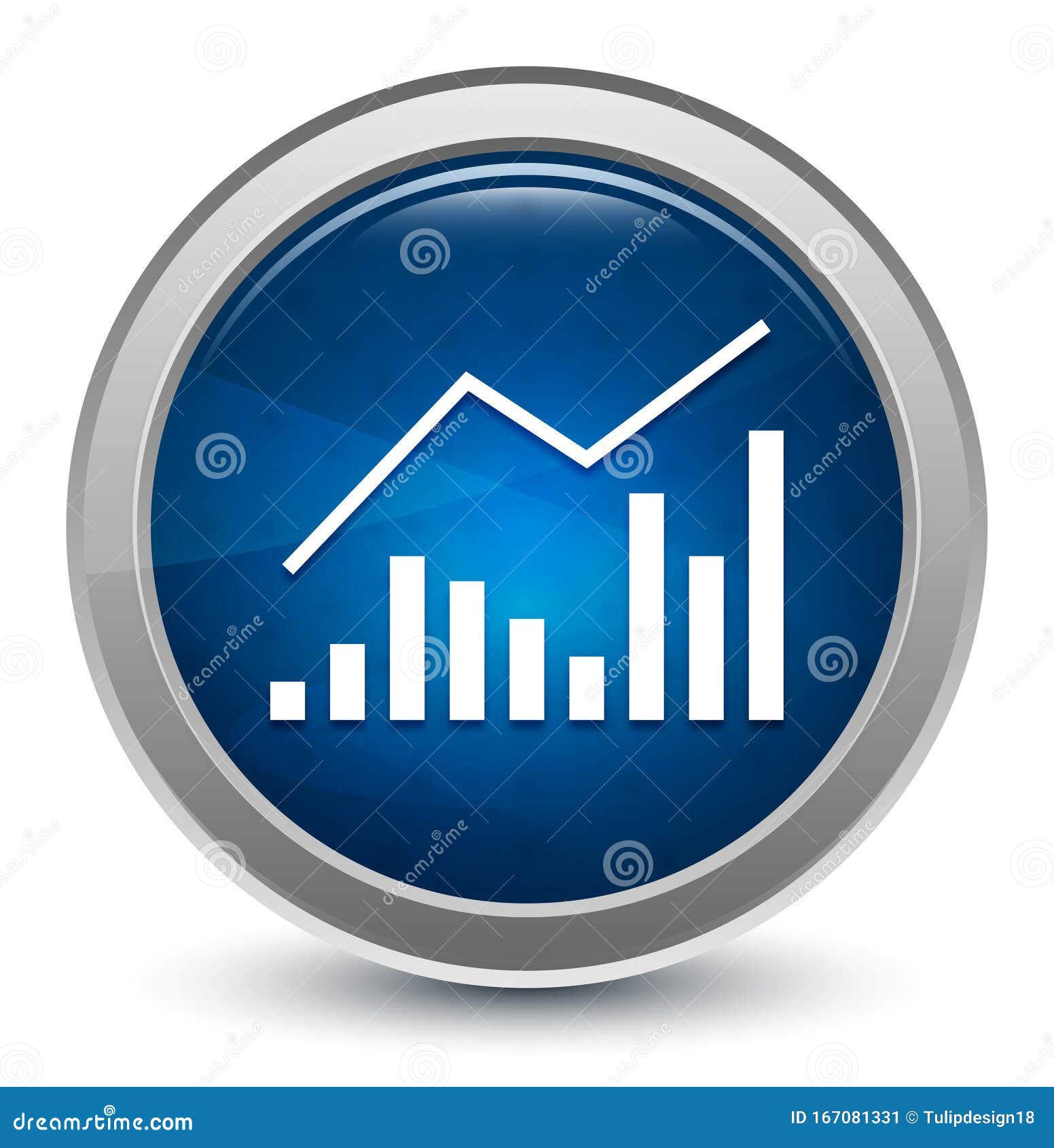 Statistics Icon Starburst Shiny Blue Round Button Illustration Design ...