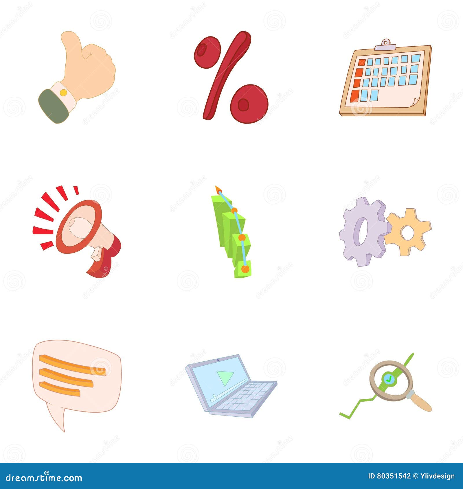 Statistics Icons Set, Cartoon Style Stock Vector - Illustration of ...
