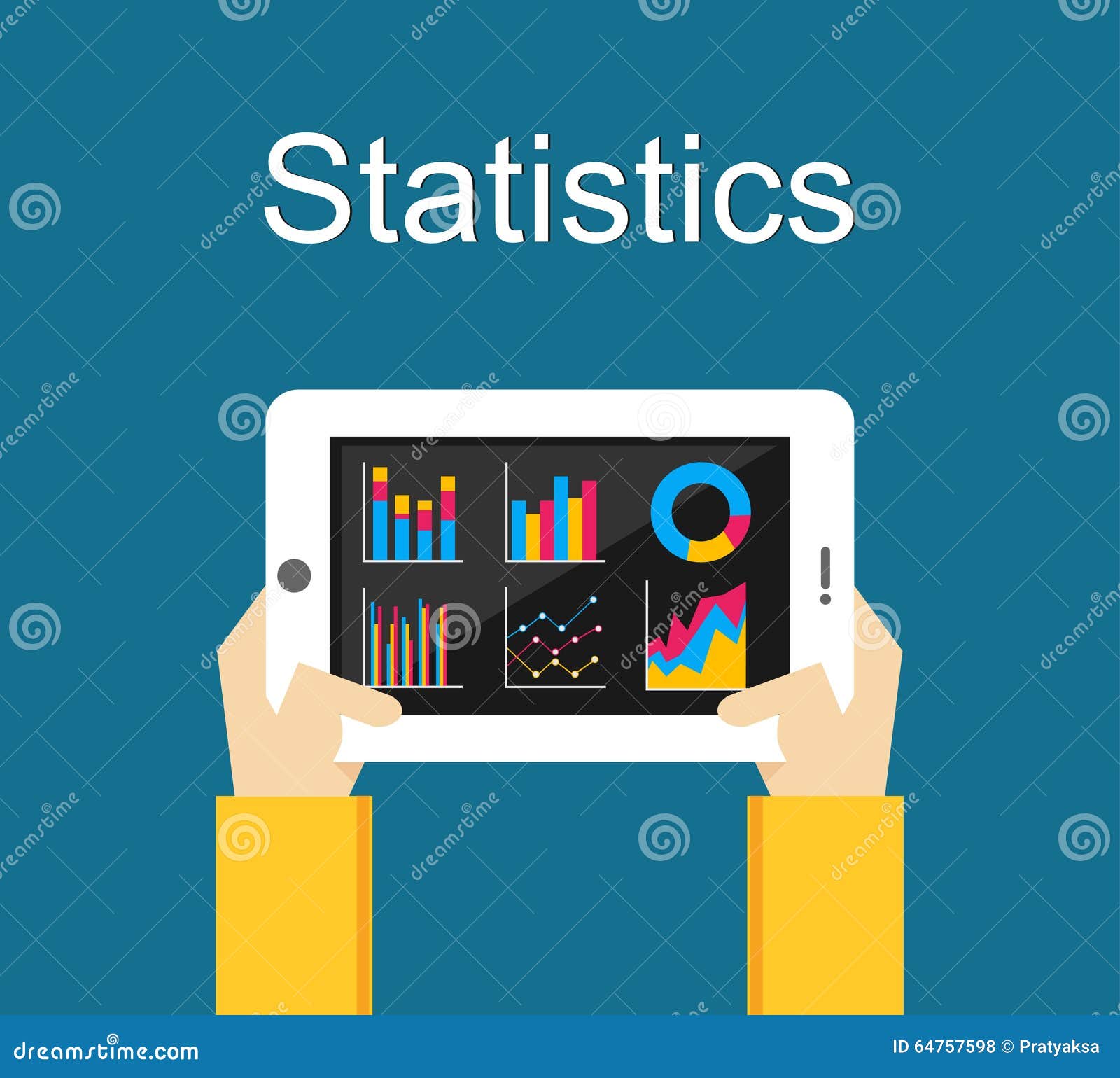 Statistics Illustration. Analyze Business Statistics on Gadget Screen ...