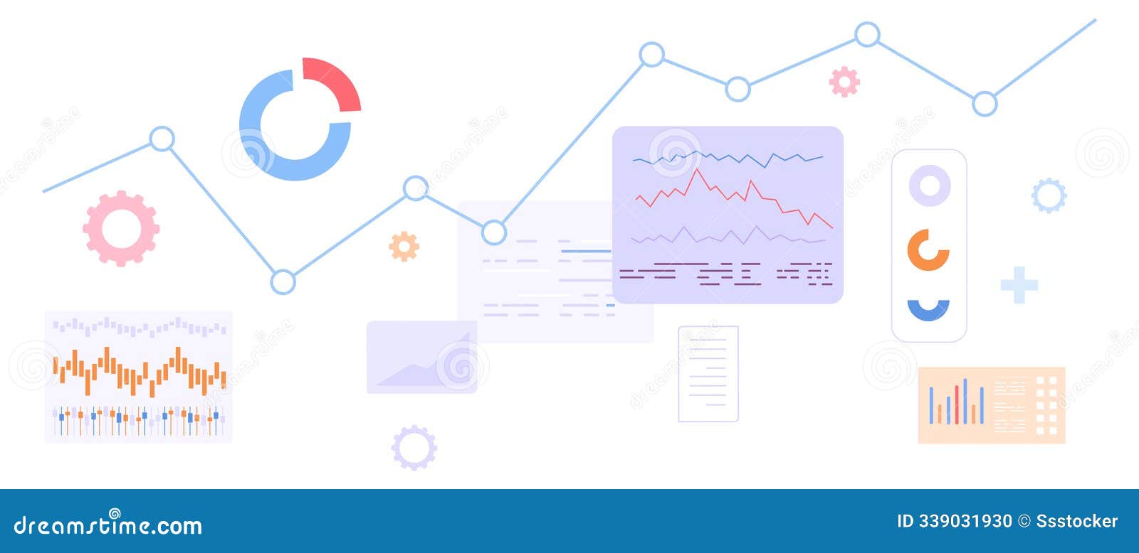 Statistics and Infographic Icons on Banner. Data Presentation Symbols ...