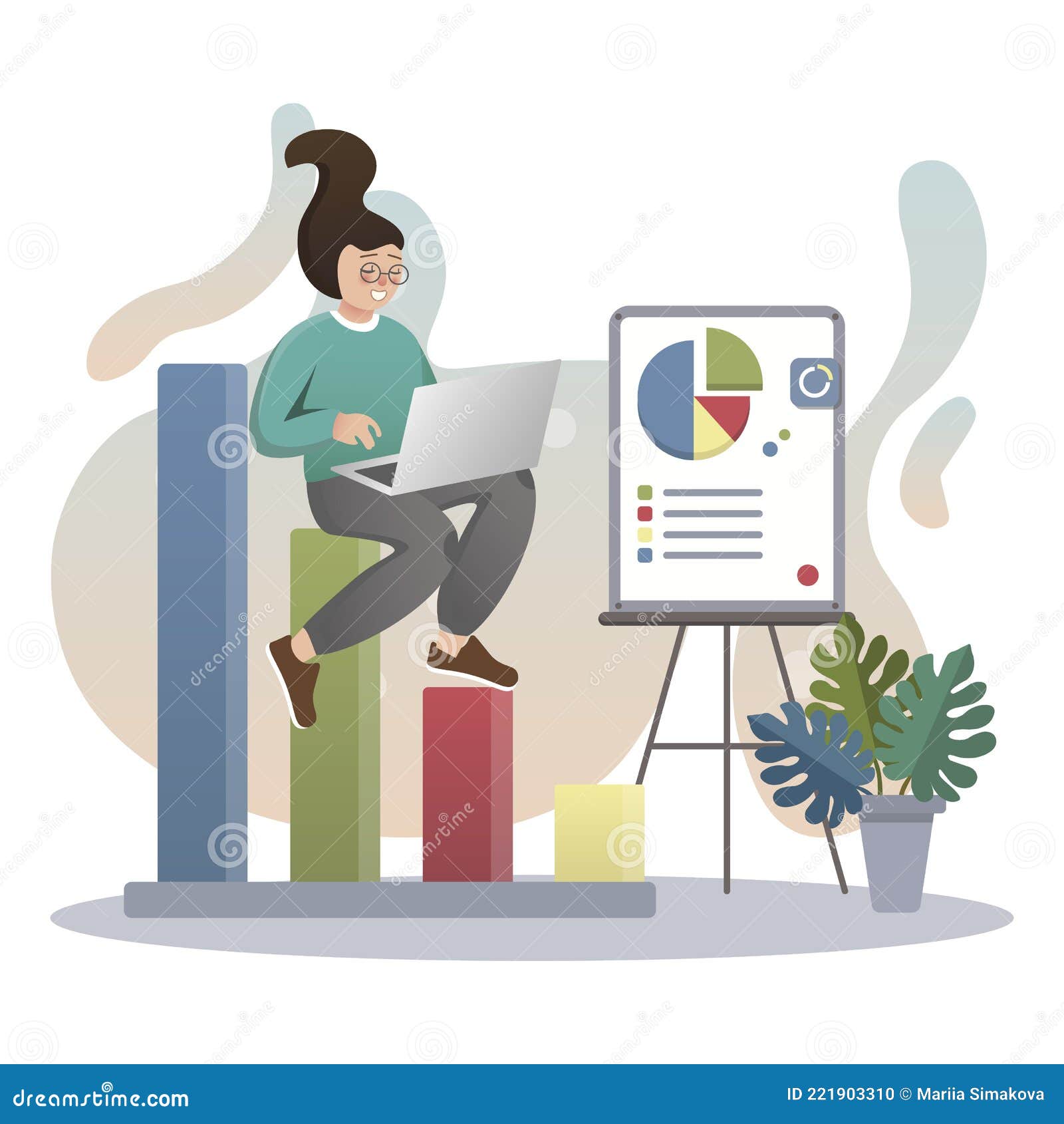 Statistics. Isolated Flat Style Colored Illustration. Marketing ...