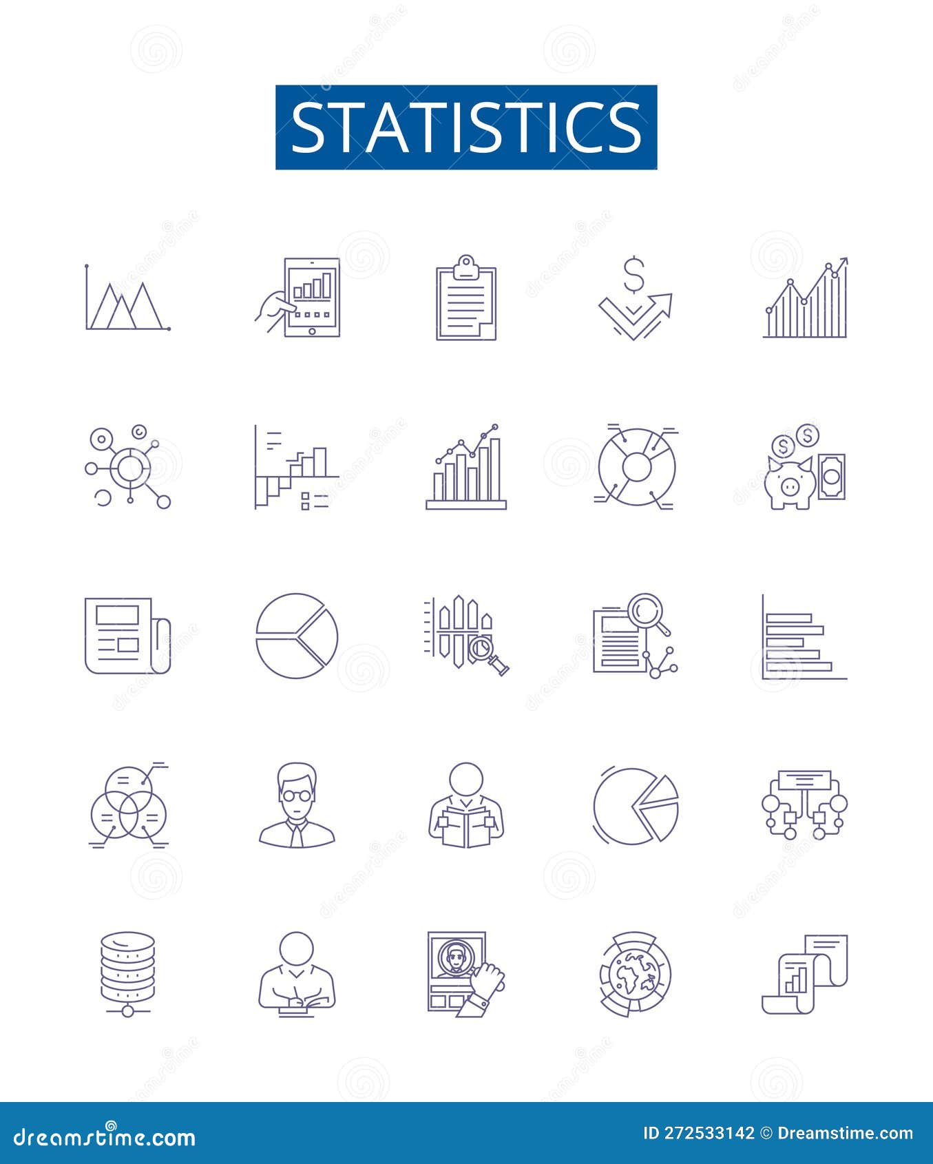 Statistics Line Icons Signs Set. Design Collection of Statistics, Data ...