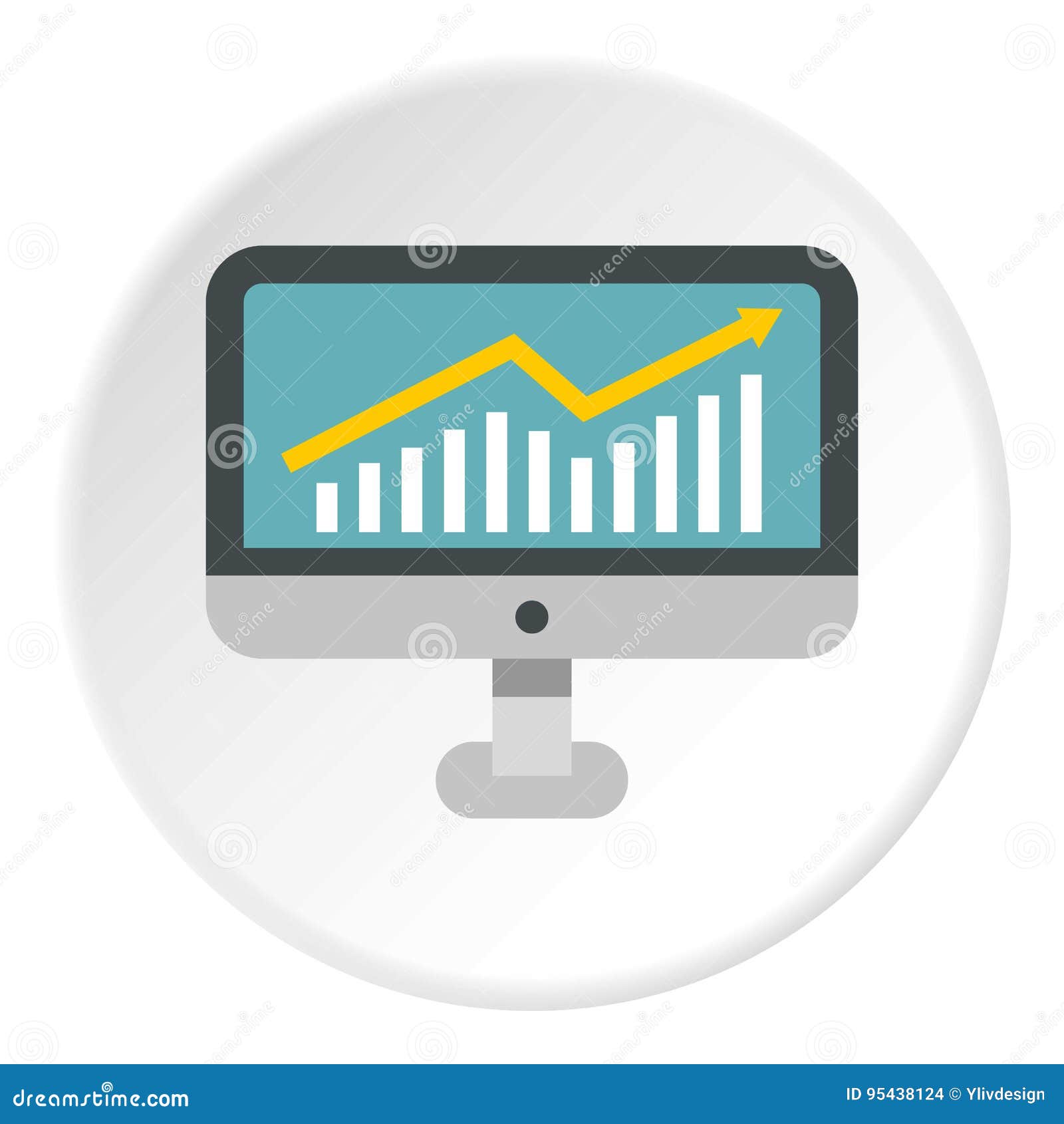 Statistics on Monitor Icon Circle Stock Vector - Illustration of design ...