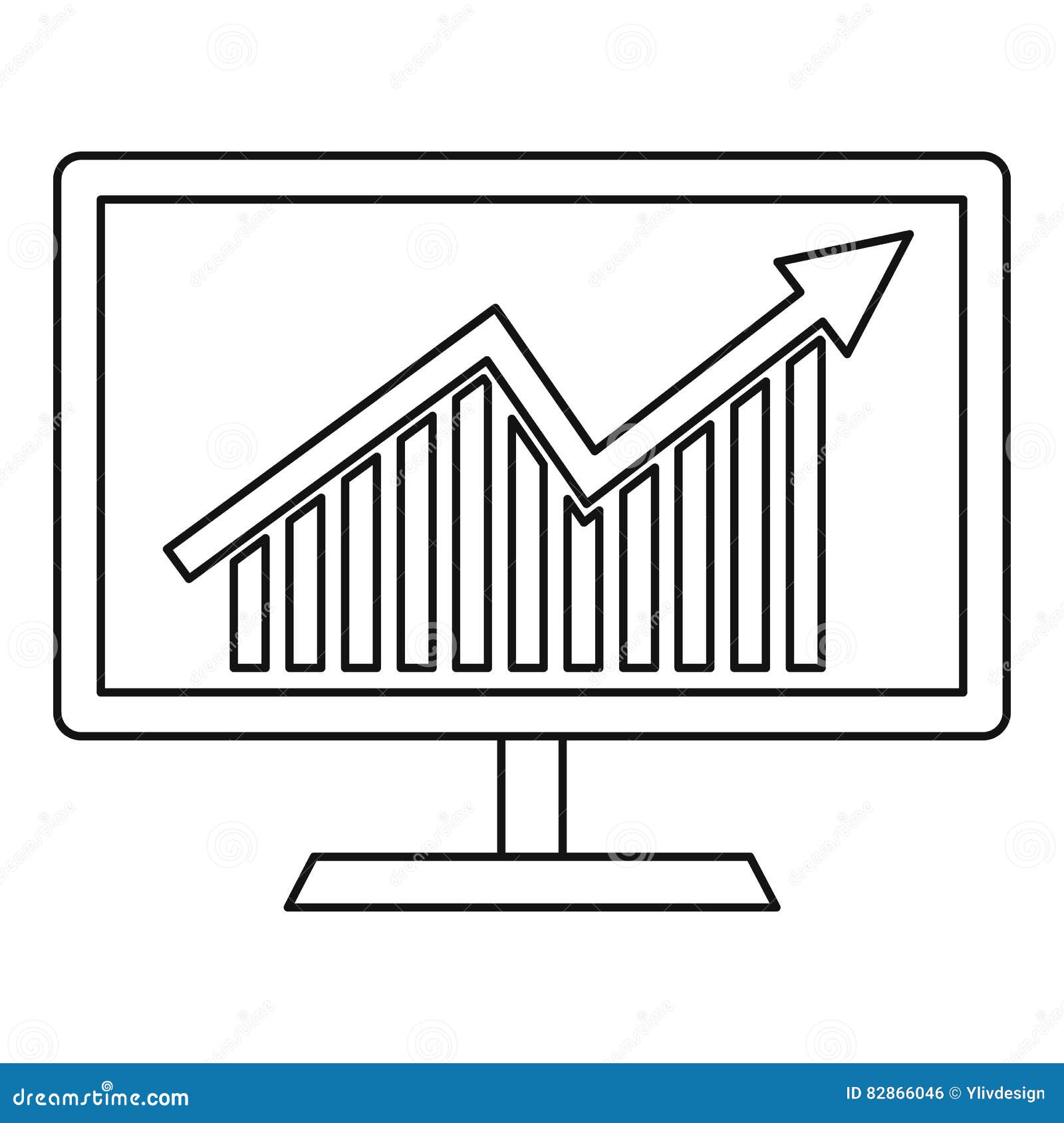 Statistics on Monitor Icon, Outline Style Stock Vector - Illustration ...