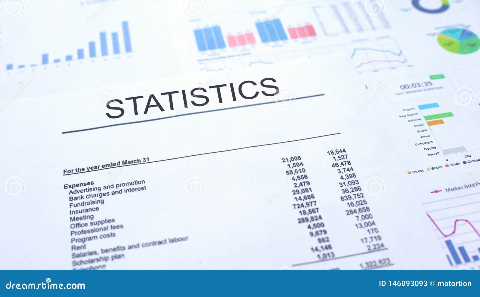 Statistics Official Document Lying on Table, Graphs Charts and Diagrams ...
