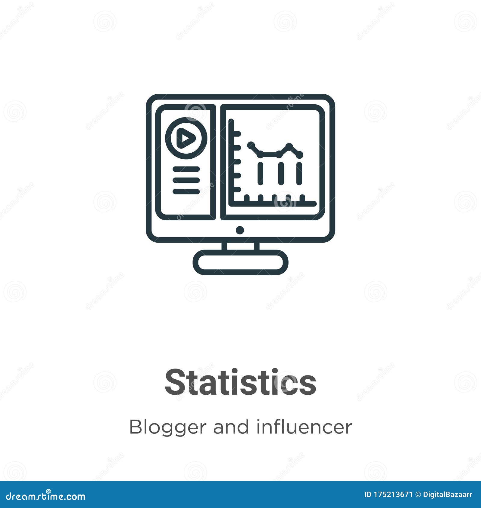 Statistics Outline Vector Icon. Thin Line Black Statistics Icon, Flat ...