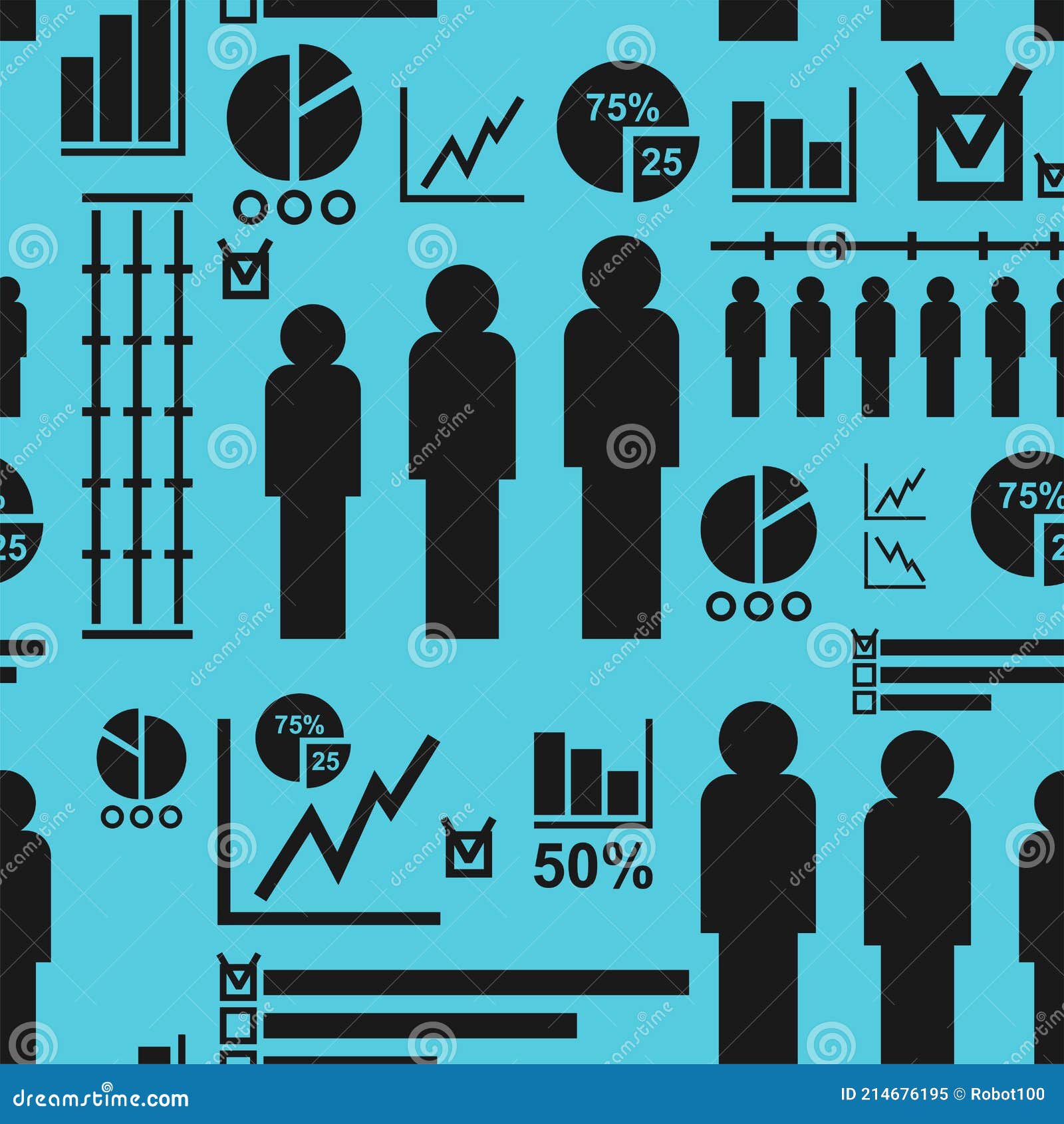 Statistics Pattern Seamless. Graph And Chart Background. Vector Texture ...