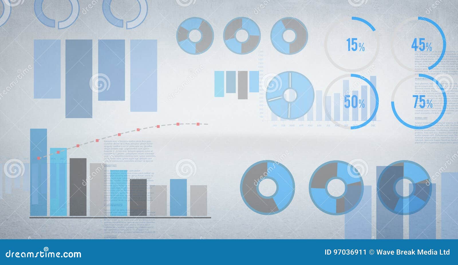 Statistics Performance Charts with Bright Background Stock Illustration ...