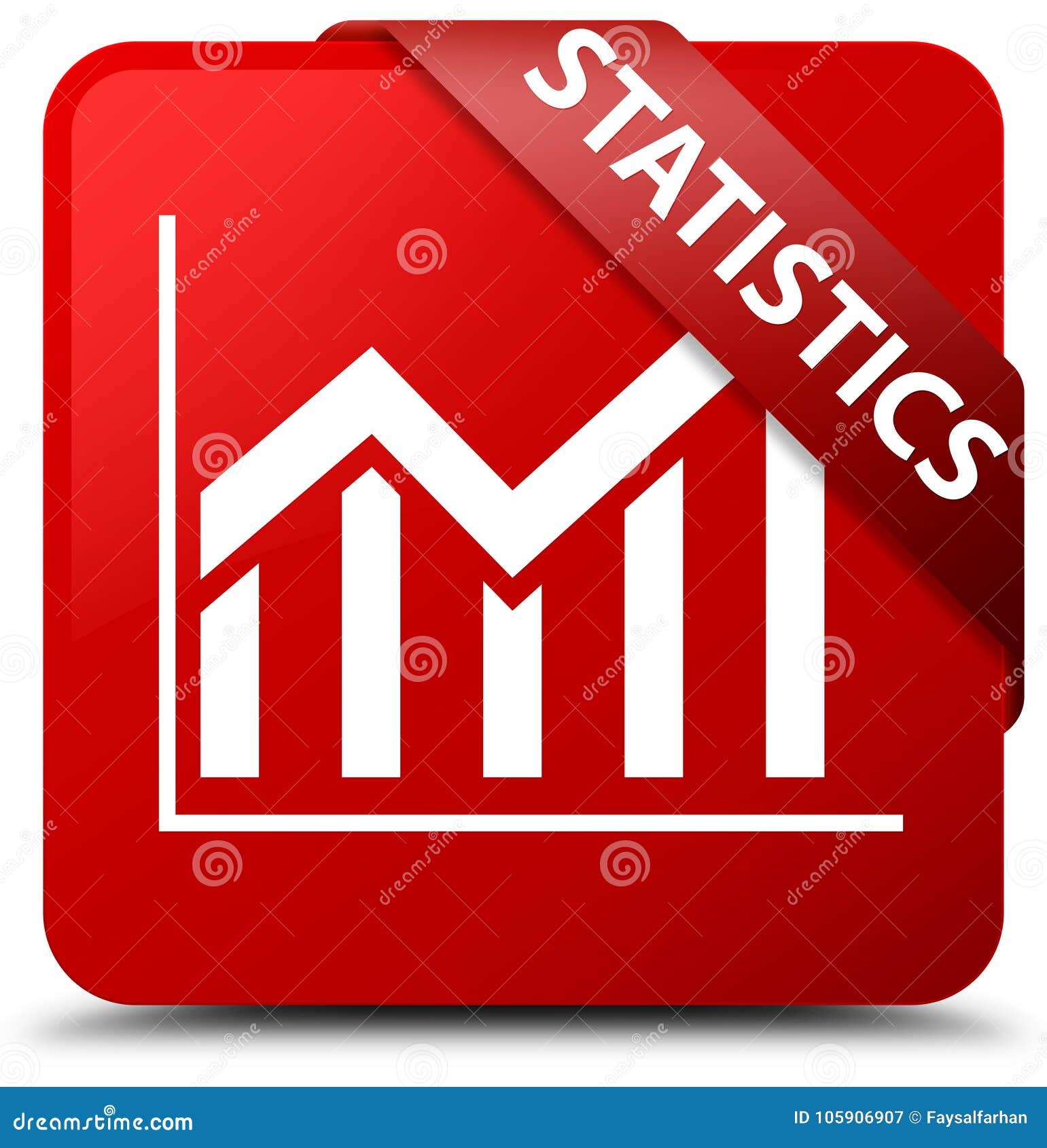 Statistics Red Square Button Red Ribbon in Corner Stock Illustration ...