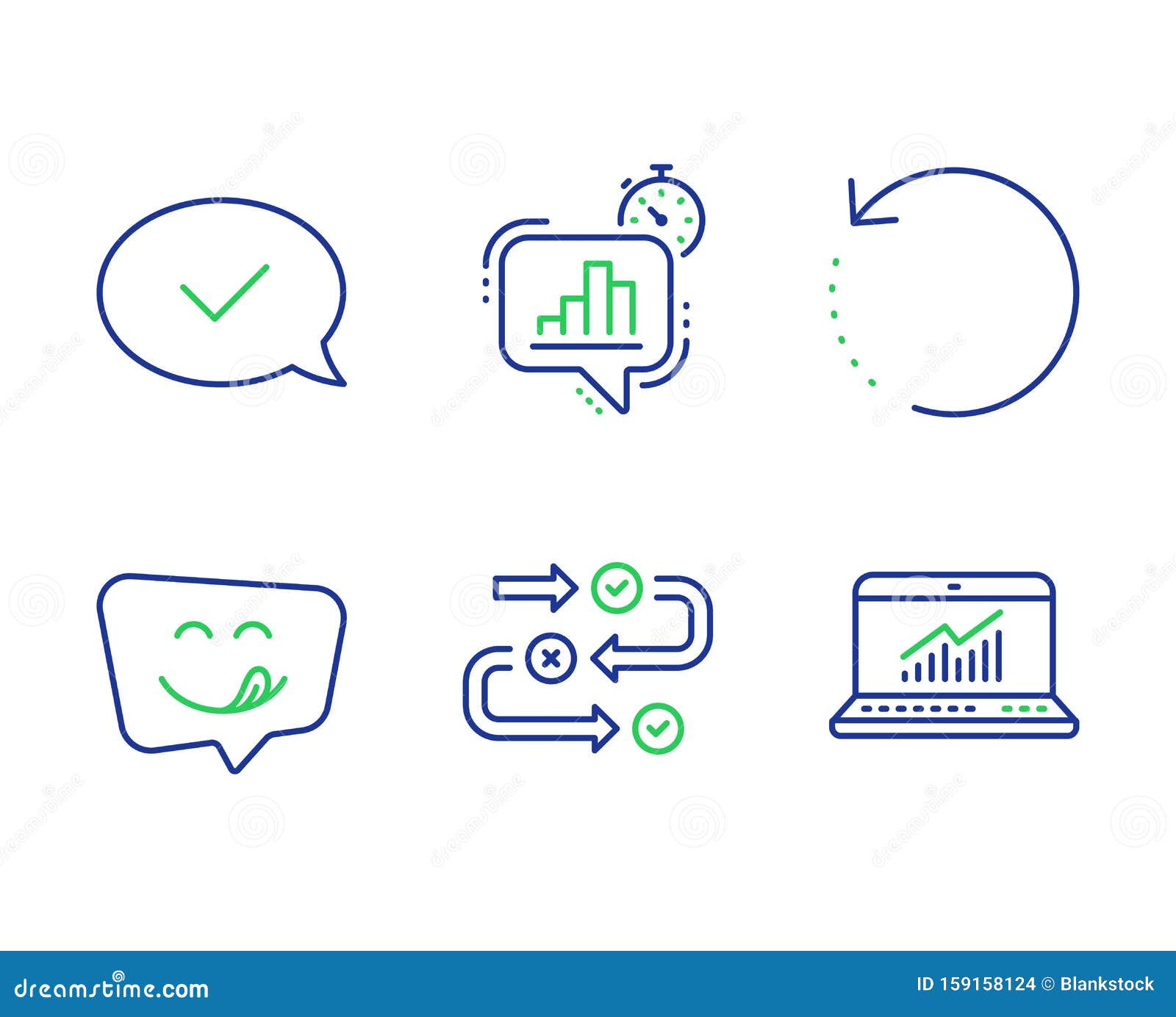 Statistics Timer, Approved Message and Survey Progress Icons Set. Vector Stock Vector ...