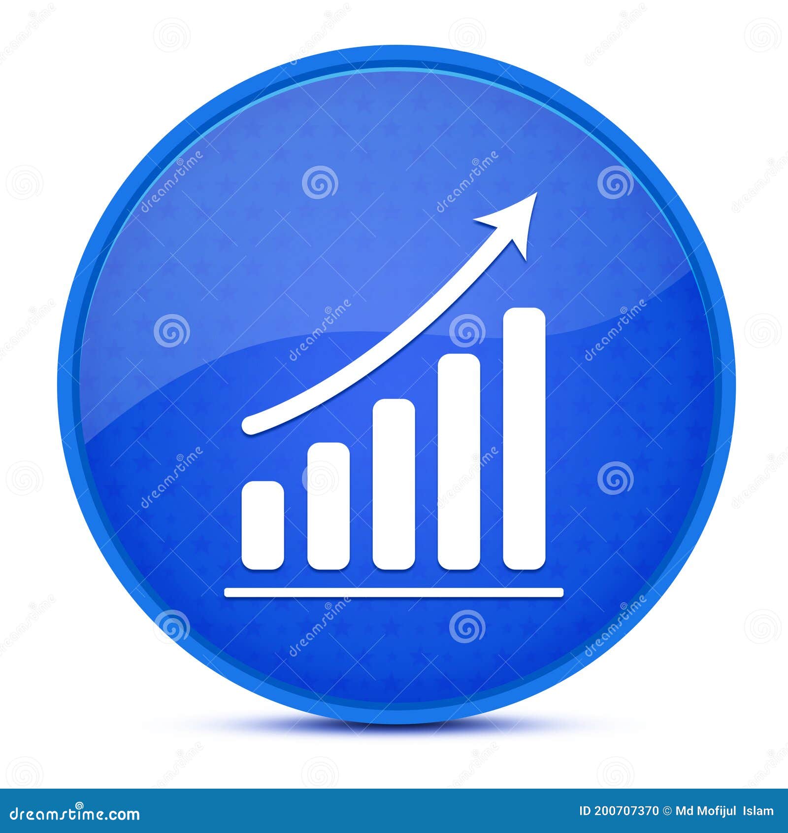 Statistics Up Aesthetic Glossy Blue Round Button Abstract Stock ...