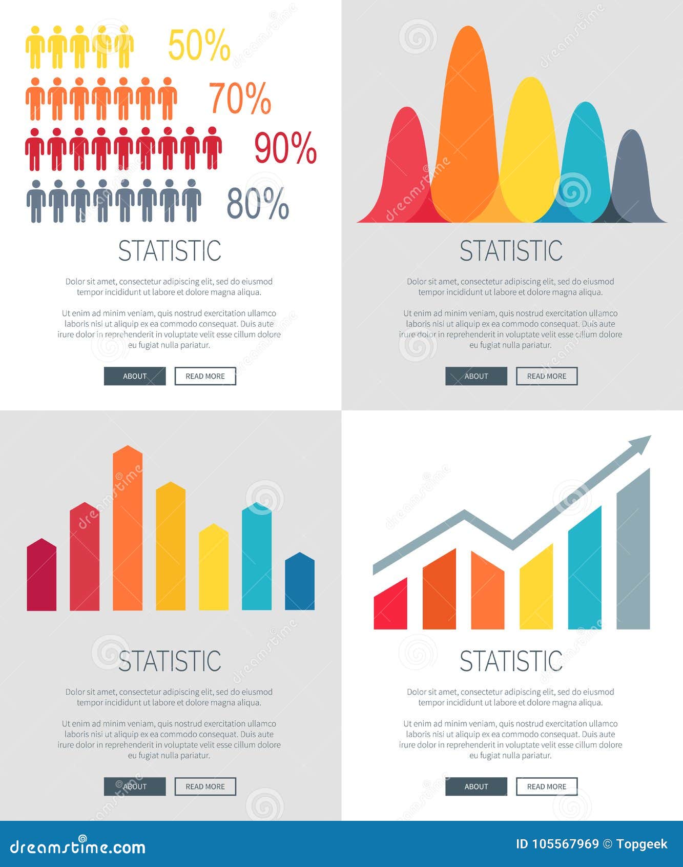 Statistik-Darstellungs-Satz Webseiten-Designe Vektor Abbildung ...