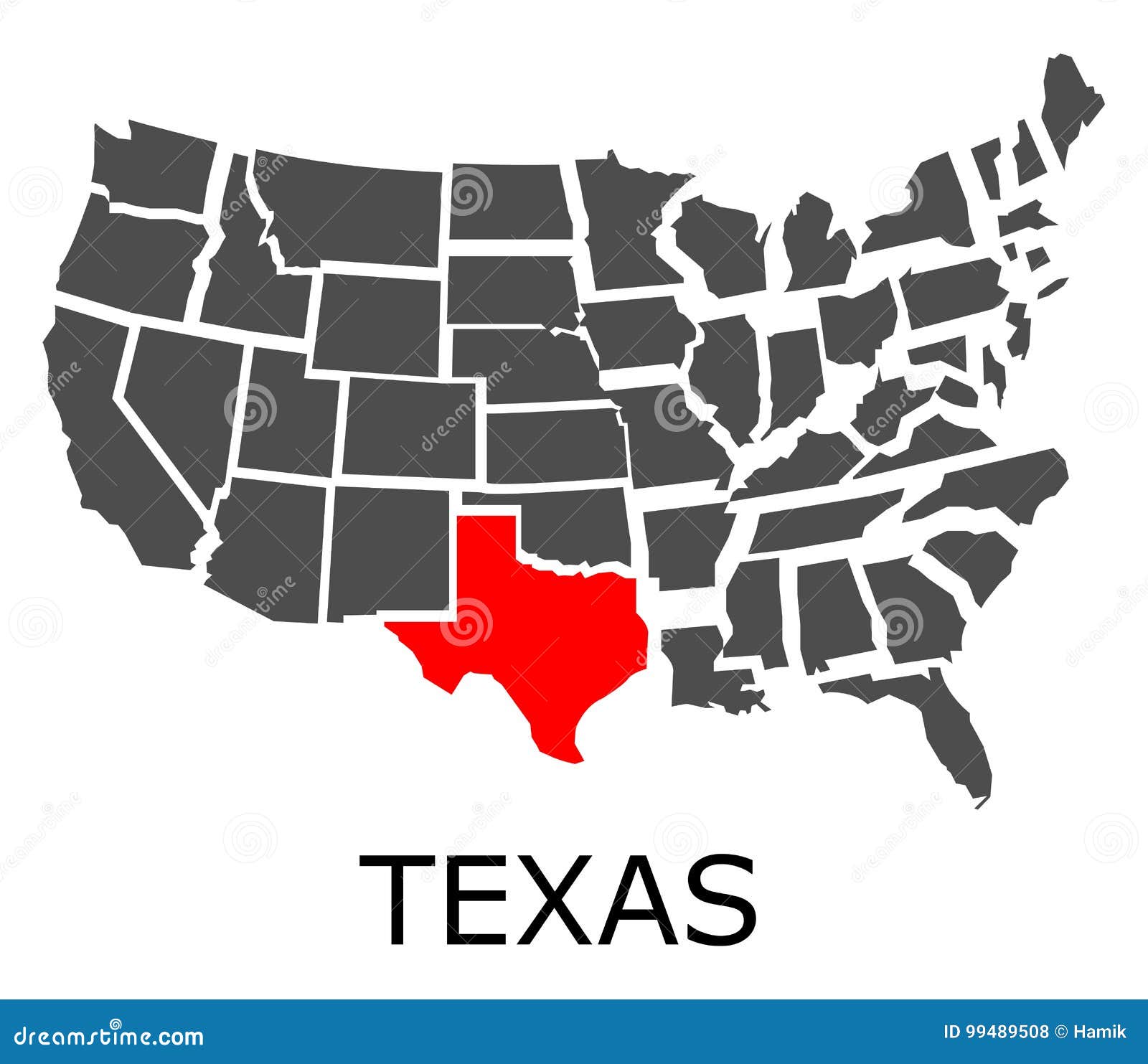 Stato Del Texas Sulla Mappa Di U.S.a. Illustrazione Vettoriale ...