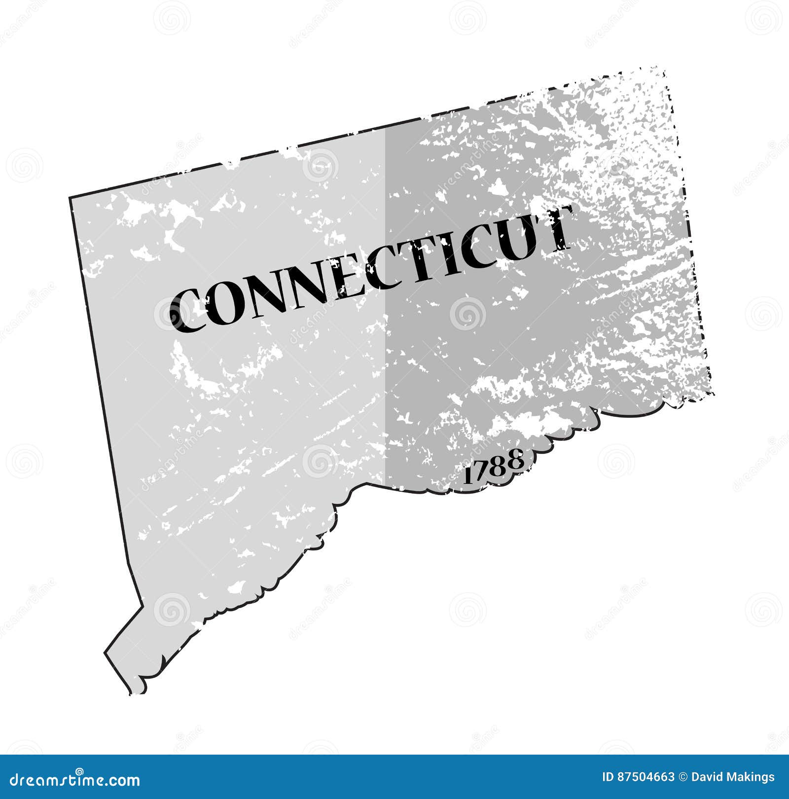 Stato Di Connecticut E Mappa Grunged Della Data Illustrazione di Stock ...