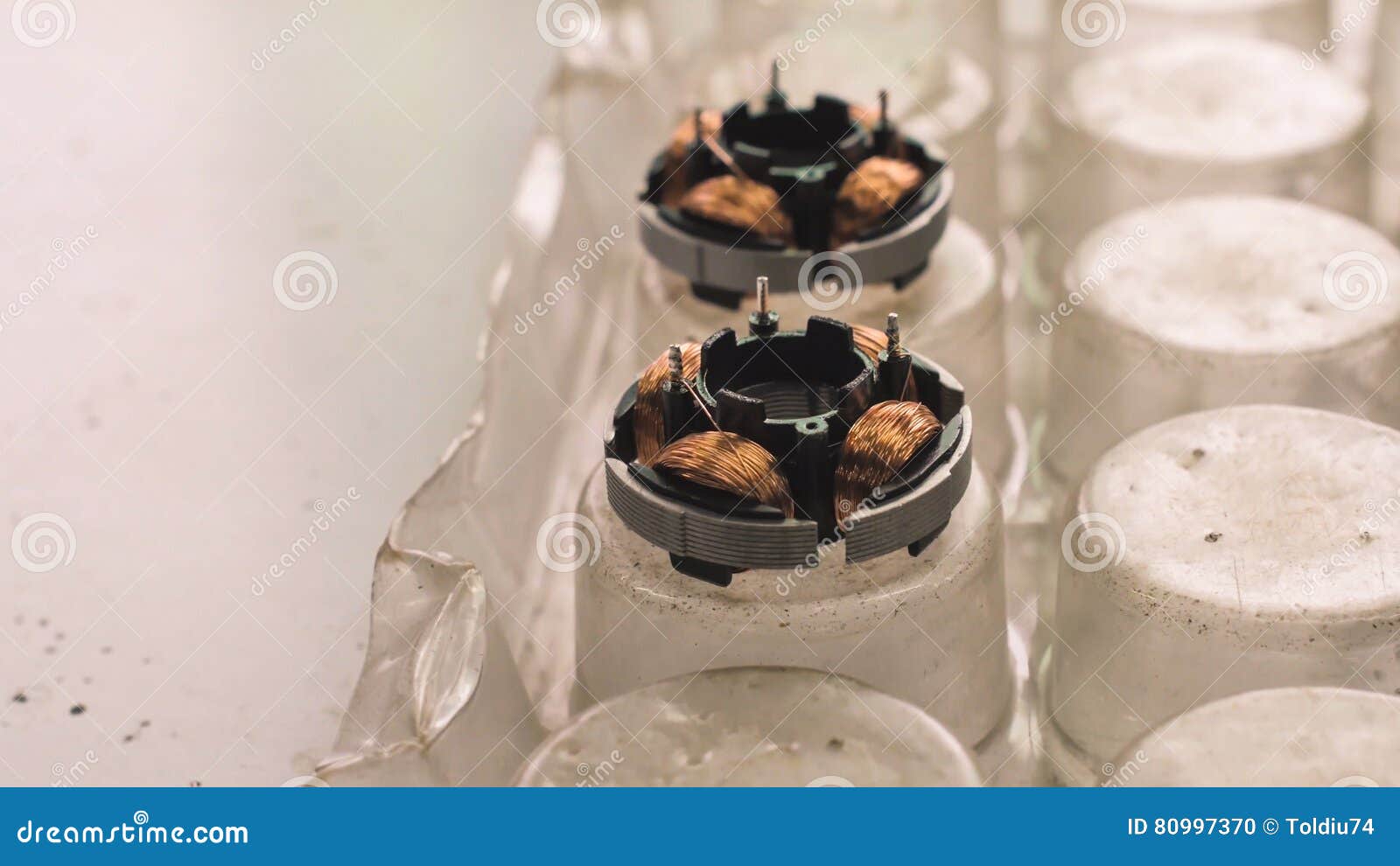 Stator with Windings in a Factory of Little Fans. Stock Photo - Image ...