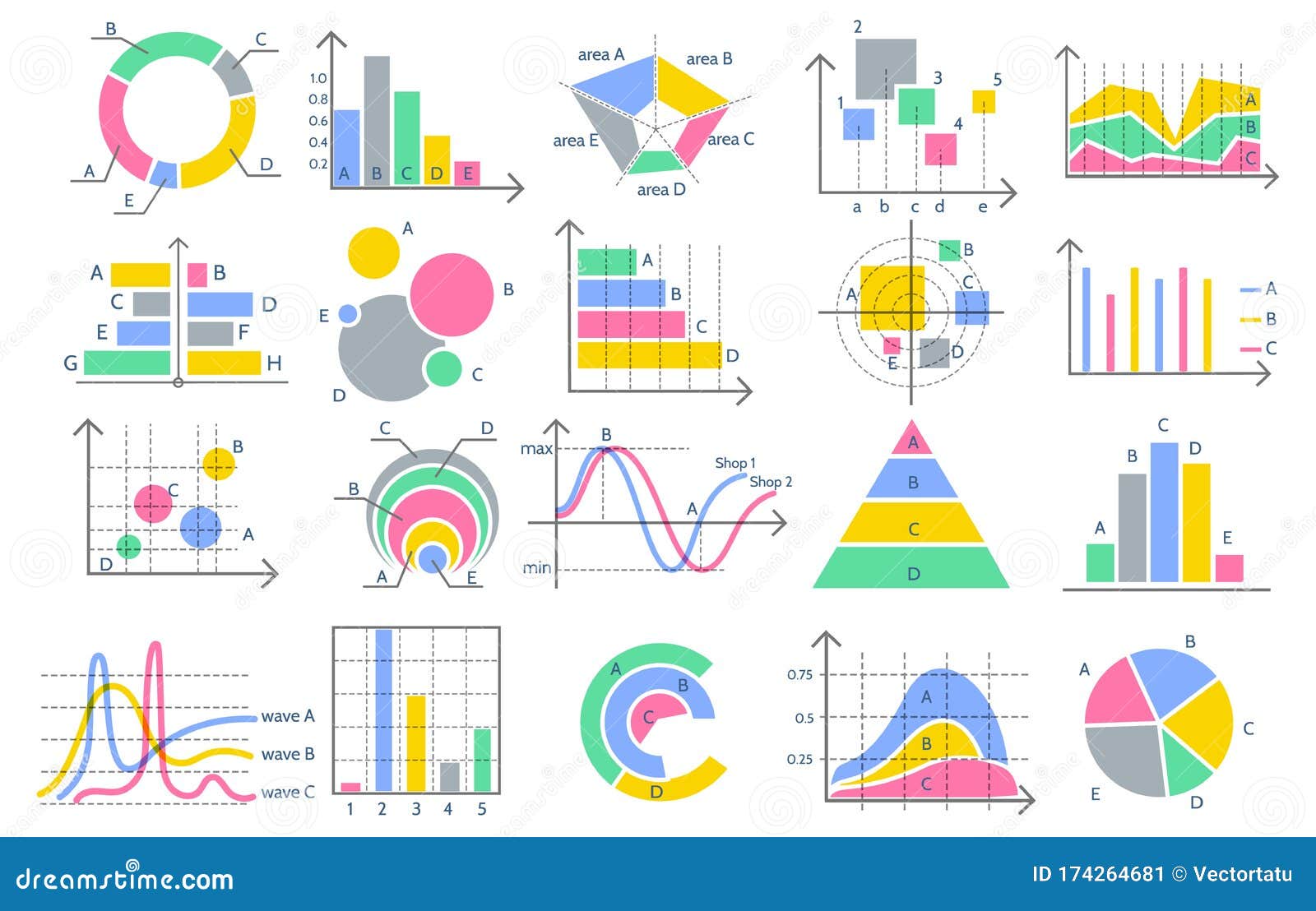 Stats charts graphics stock vector. Illustration of growth - 174264681