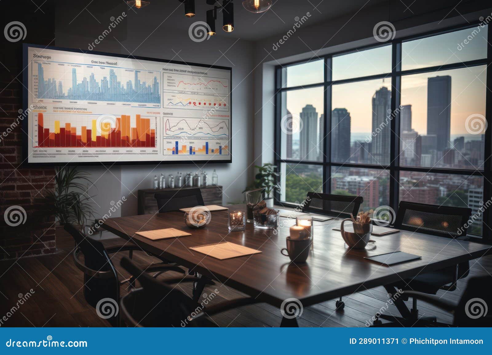 Stats Data Illustration on Presentation Screen in a Modern Conference ...